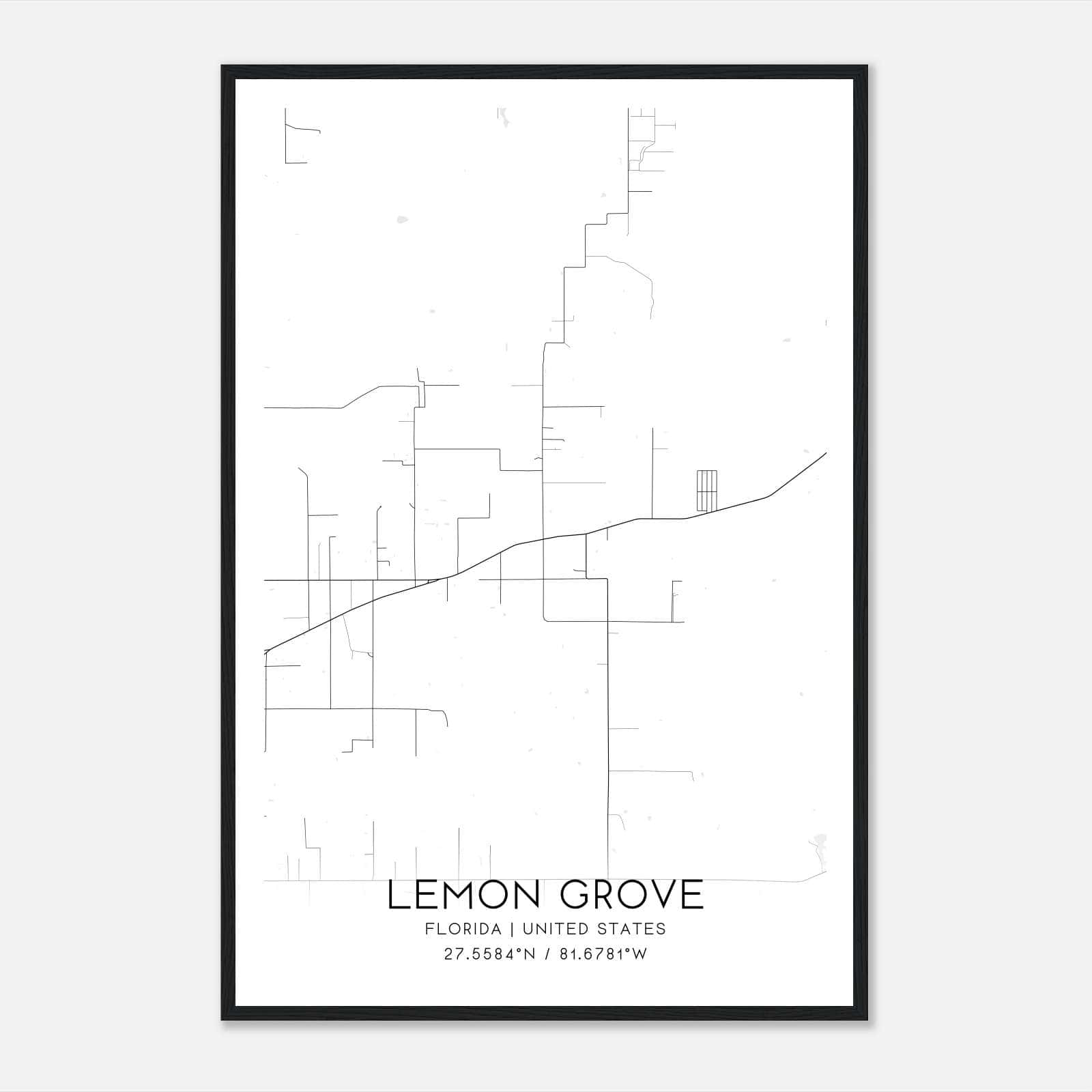 Lemon Grove Florida Map Poster, Modern Home Decor Wall Art Print ...