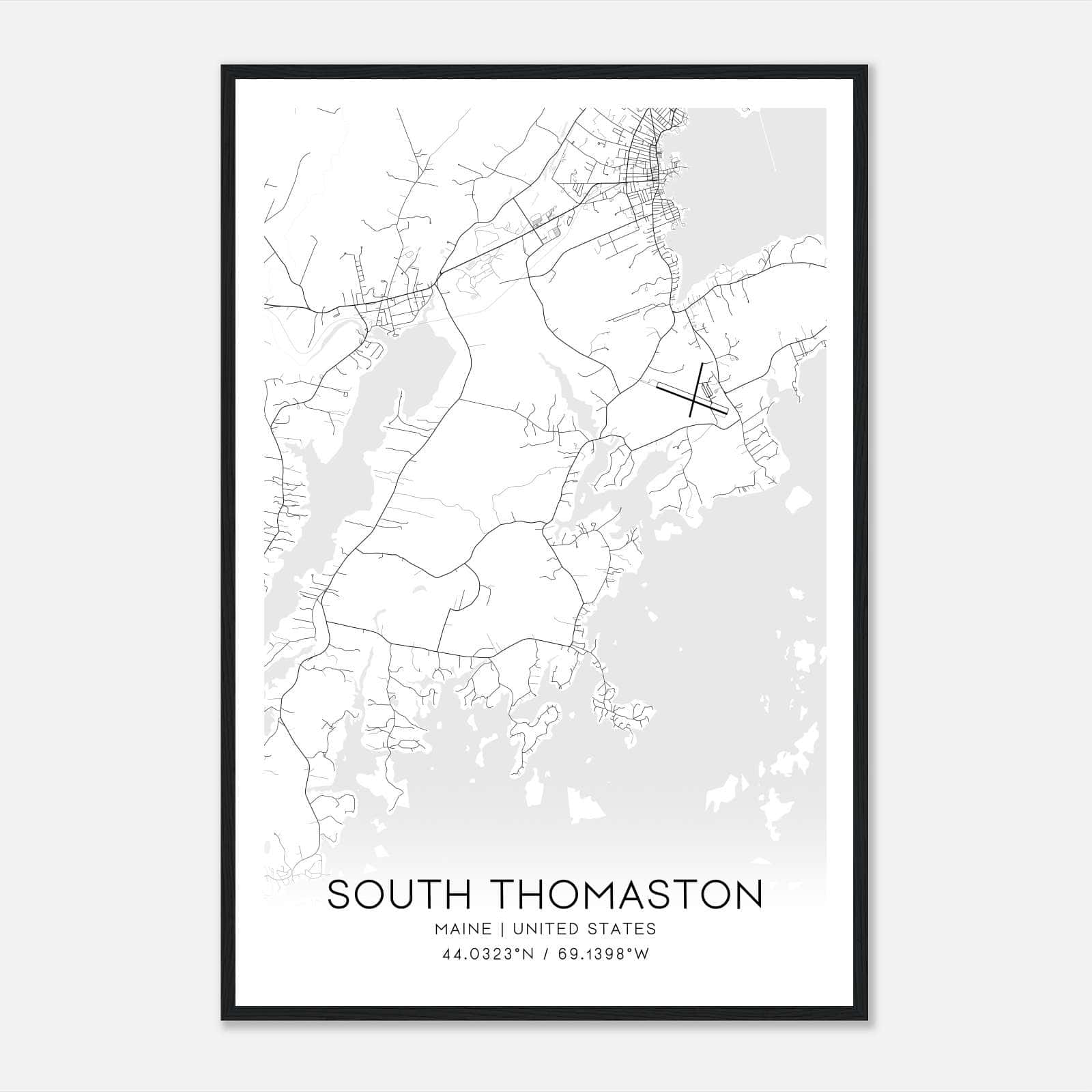 South Thomaston Maine Map Poster, Modern Home Decor Wall Art Print ...