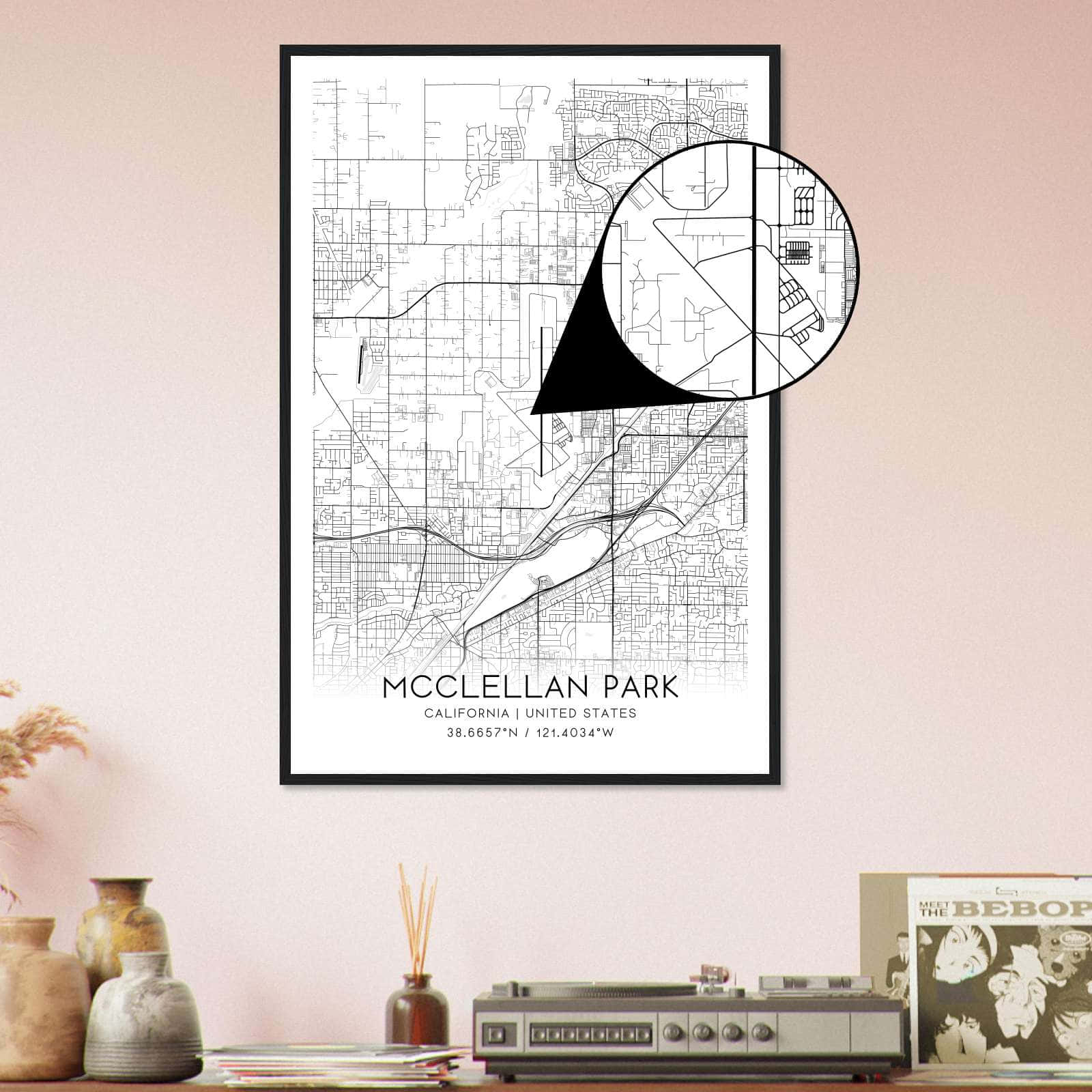 Mcclellan Park California Map Poster, Modern Home Decor Wall Art Print ...