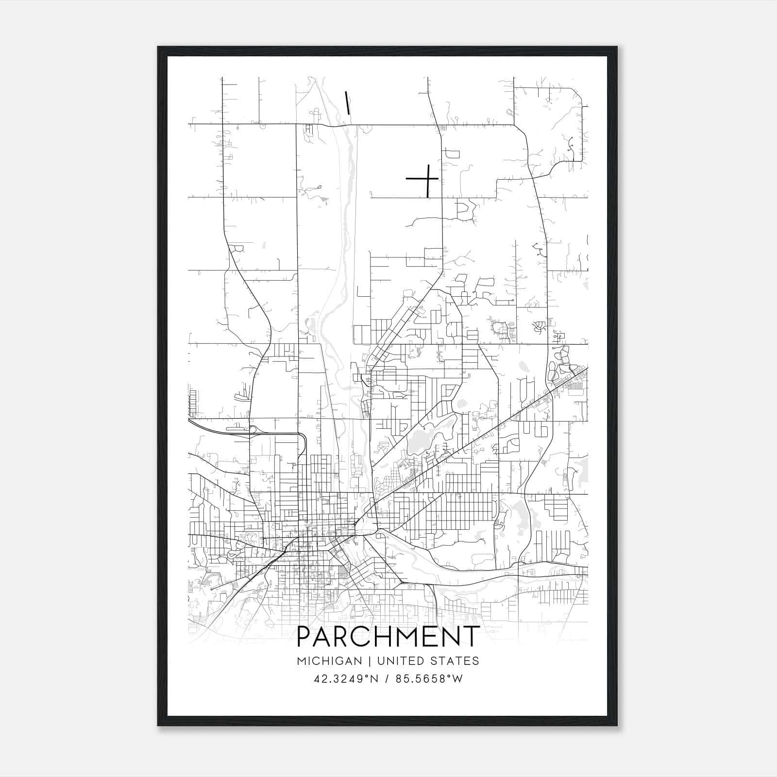 Parchment Michigan Map Poster, Modern Home Decor Wall Art Print ...