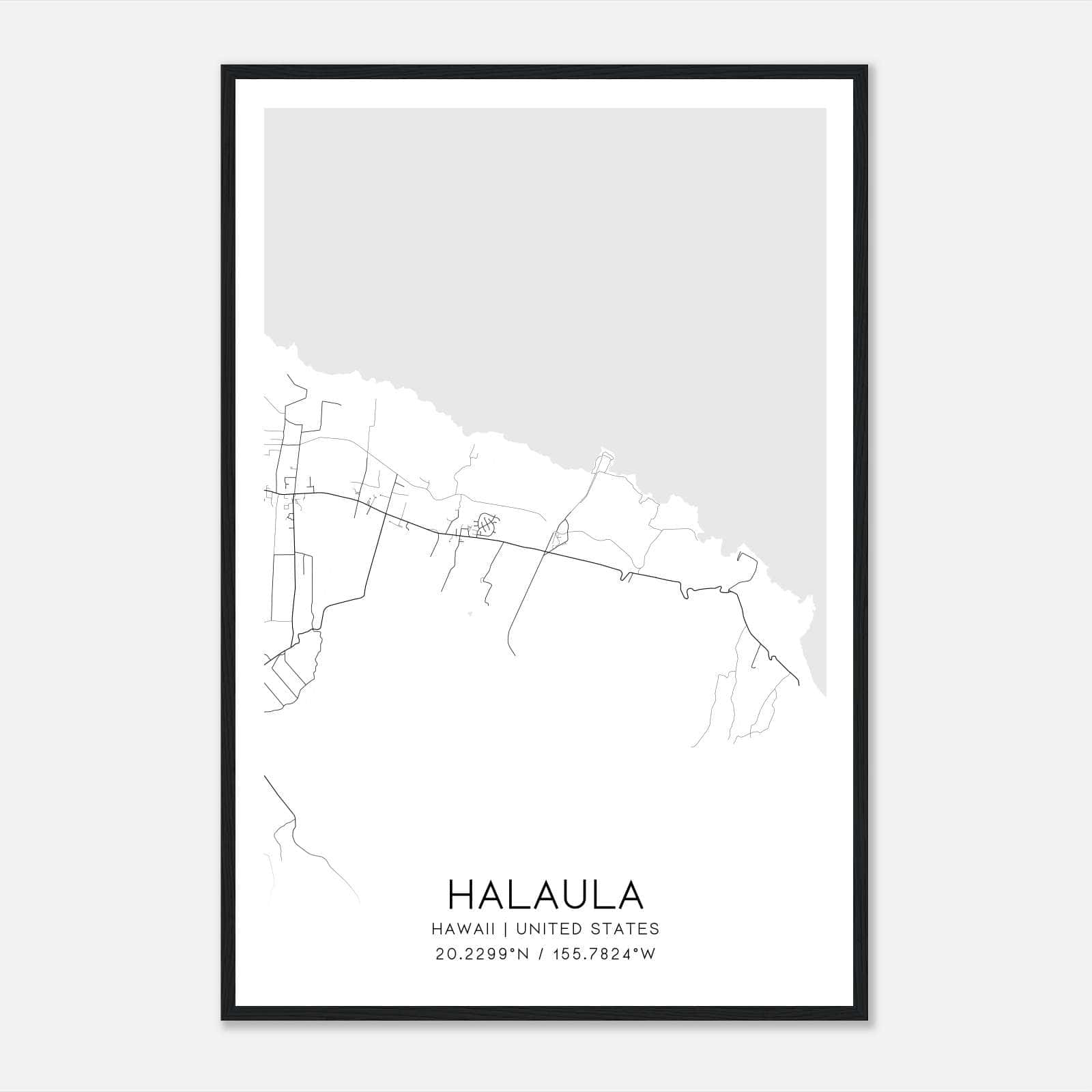 Halaula Hawaii Map Poster, Modern Home Decor Wall Art Print - Custom ...