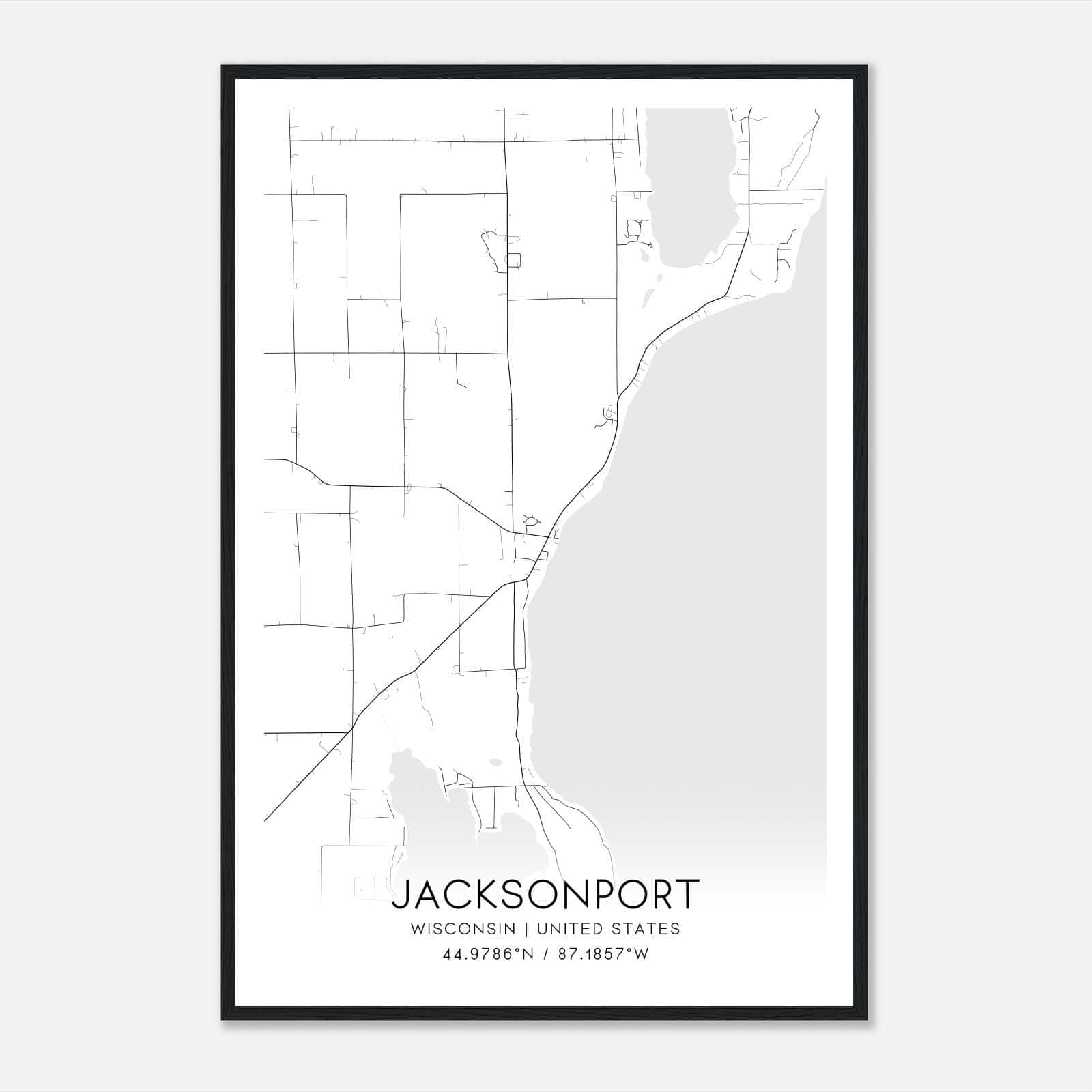 Jacksonport Wisconsin Map Poster, Modern Home Decor Wall Art Print ...