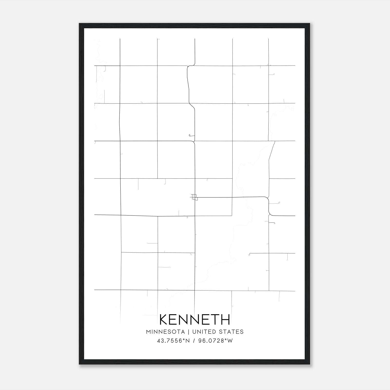 Kenneth Minnesota Map Poster, Modern Home Decor Wall Art Print - Custom ...