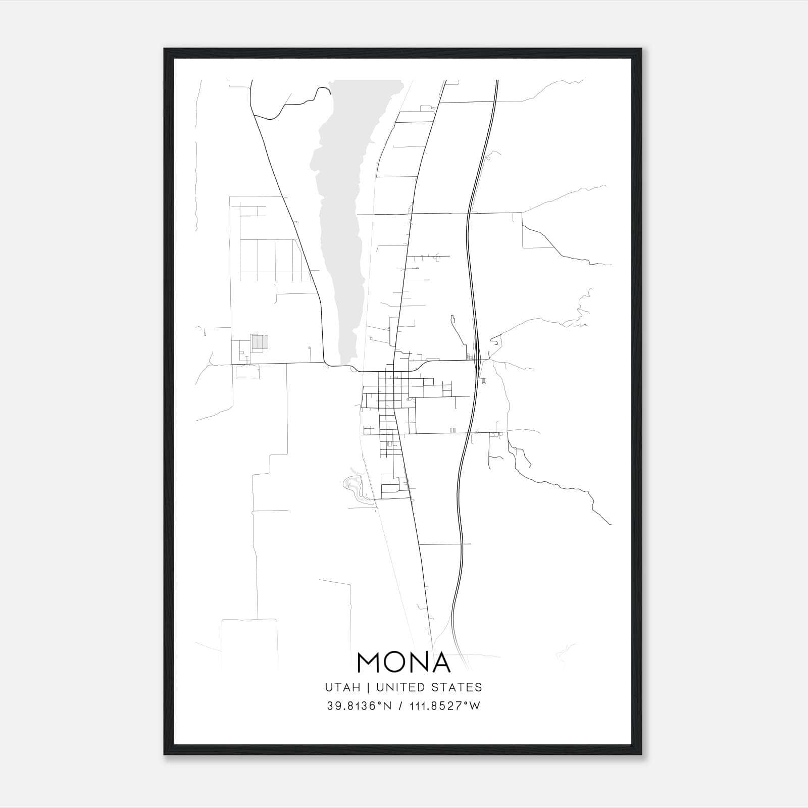 Mona Utah Map Poster, Modern Home Decor Wall Art Print - Custom Maps ...