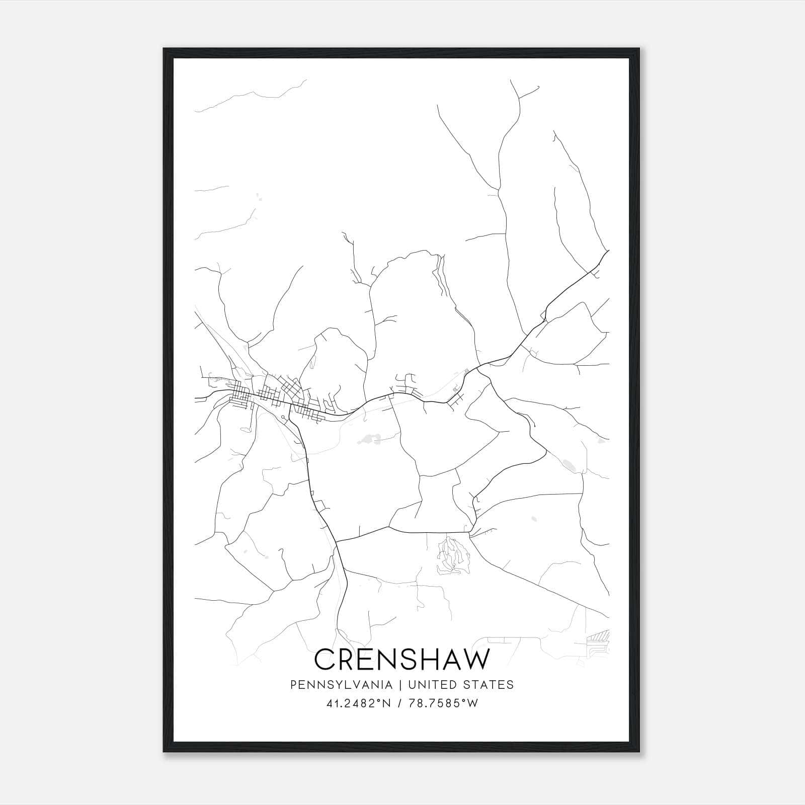 Crenshaw Pennsylvania Map Poster, Modern Home Decor Wall Art Print ...