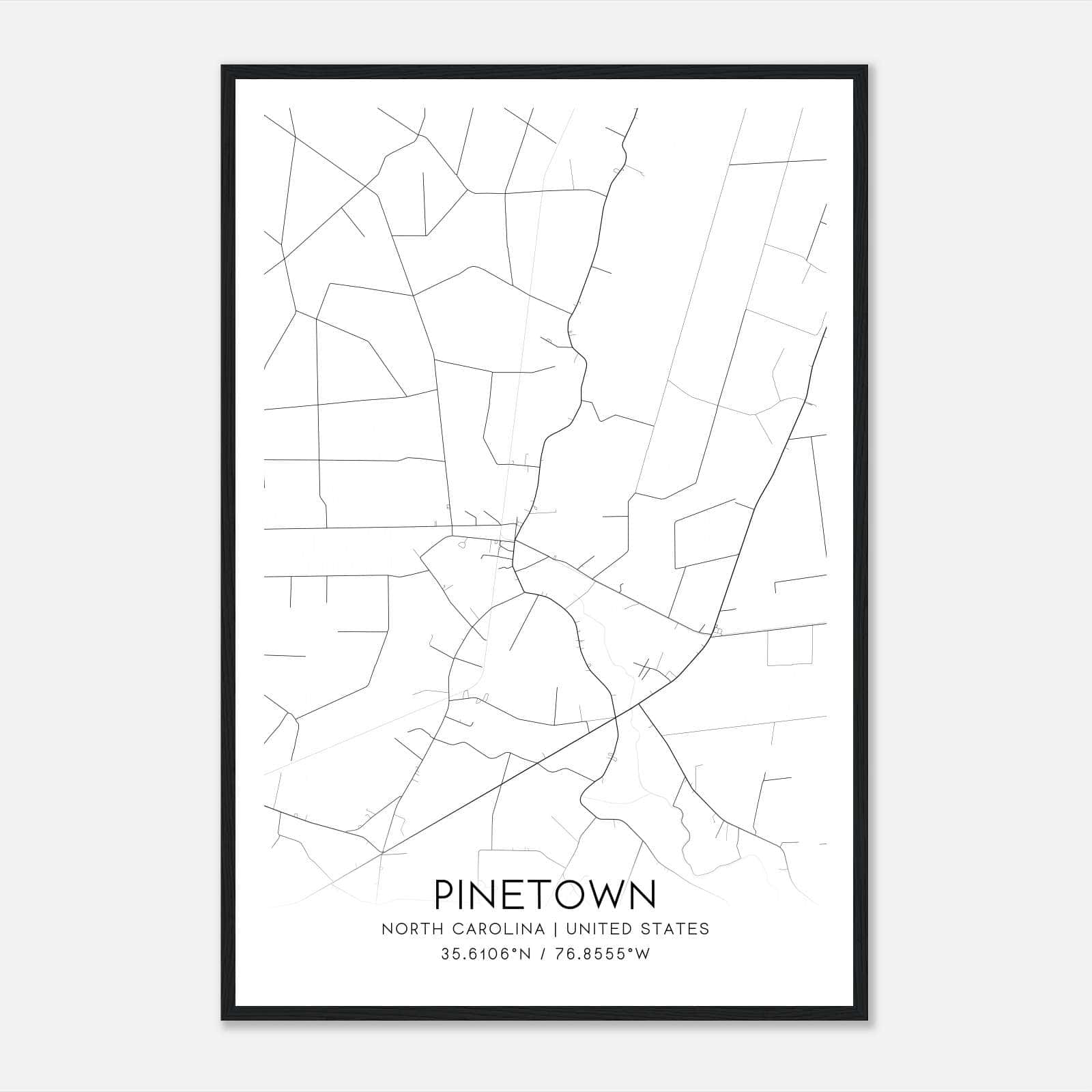 Pinetown North Carolina Map Poster, Modern Home Decor Wall Art Print ...