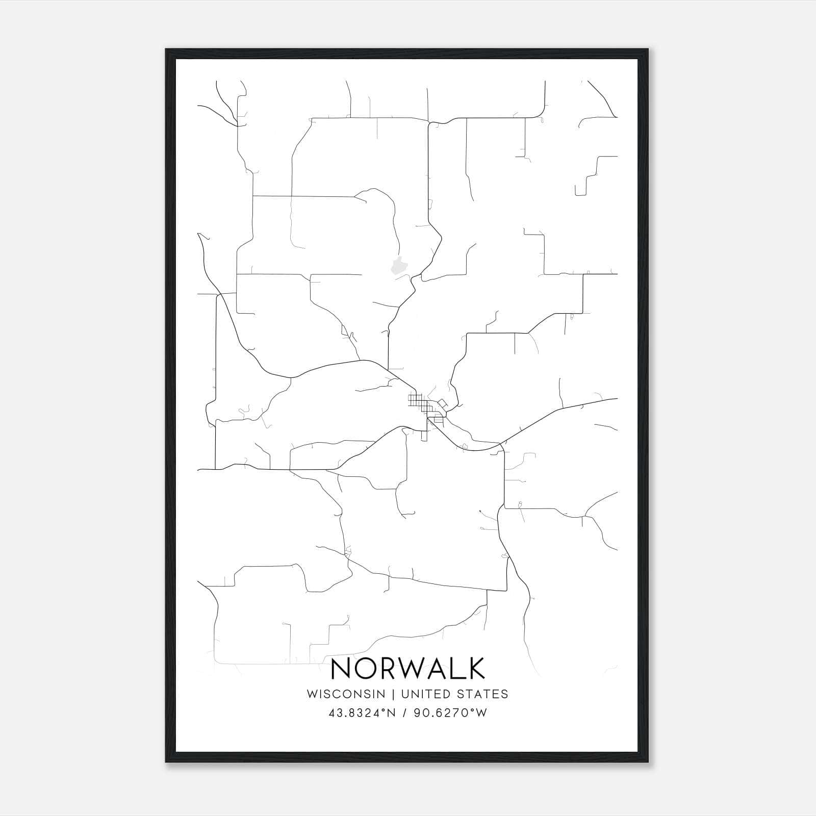 Norwalk Wisconsin Map Poster, Modern Home Decor Wall Art Print - Custom ...