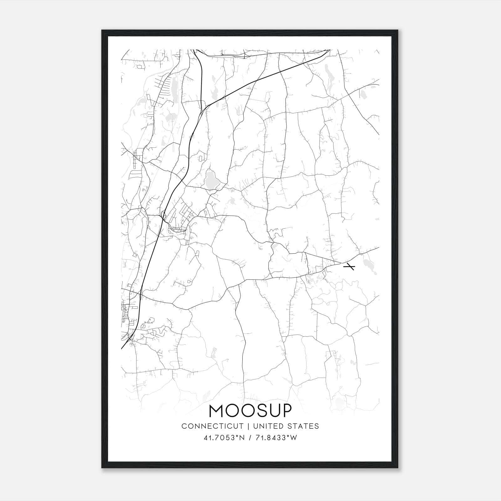 Moosup Connecticut Map Poster, Modern Home Decor Wall Art Print ...