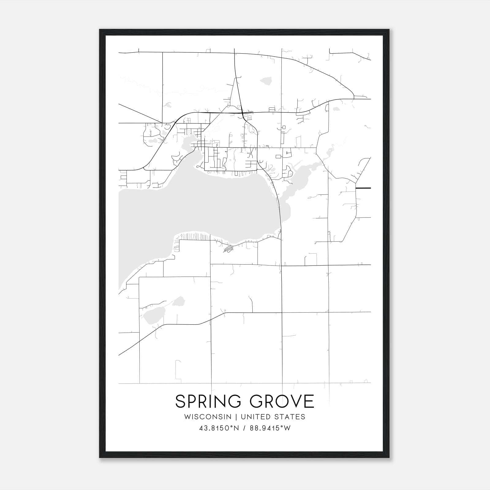 Spring Grove Wisconsin Map Poster, Modern Home Decor Wall Art Print ...
