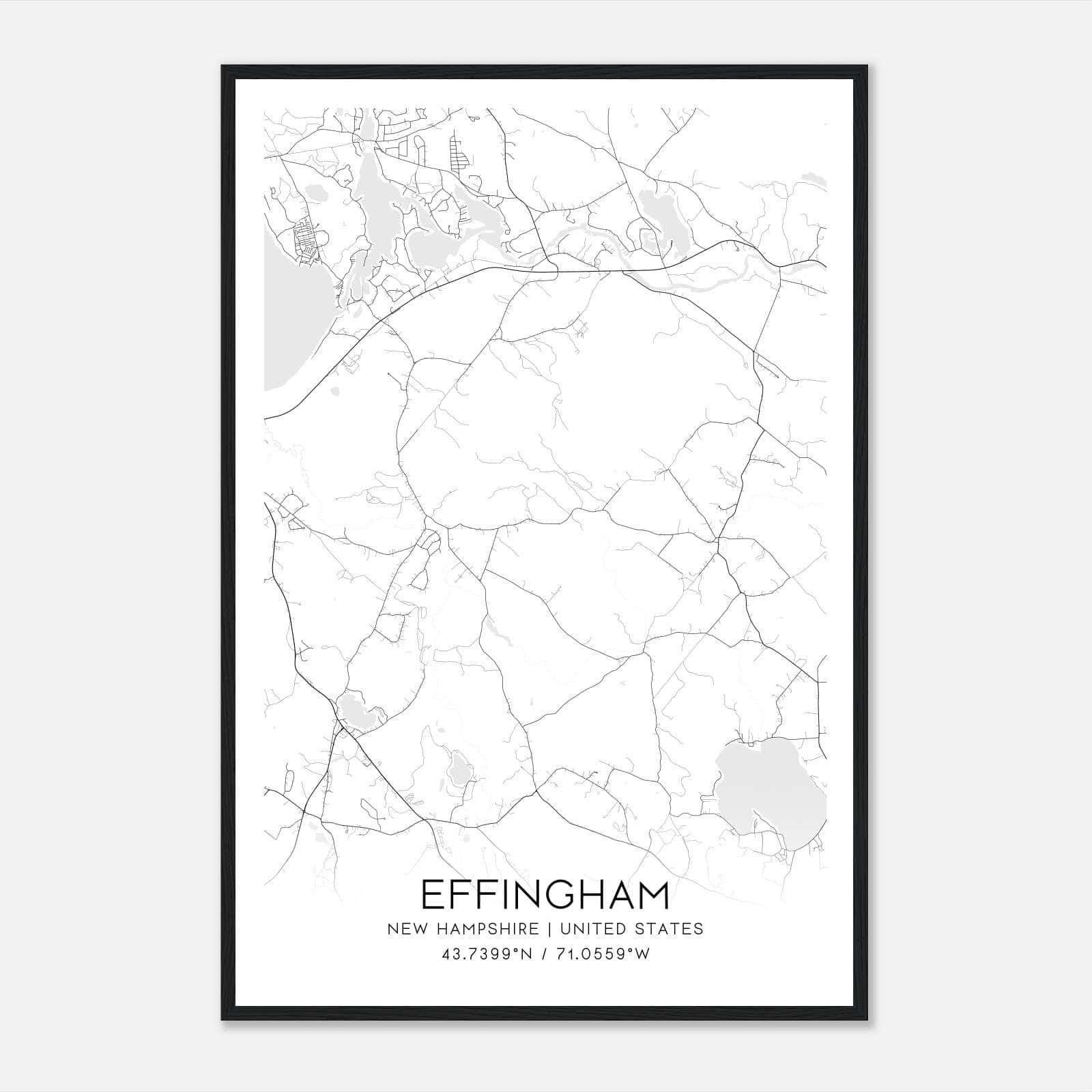 Effingham New Hampshire Map Poster, Modern Home Decor Wall Art Print ...
