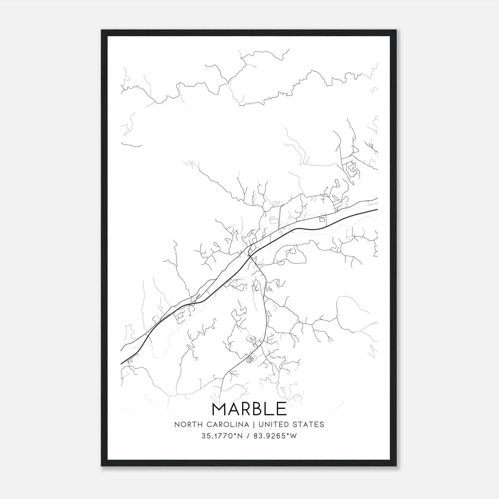 Marble North Carolina Map Poster, Modern Home Decor Wall Art Print ...