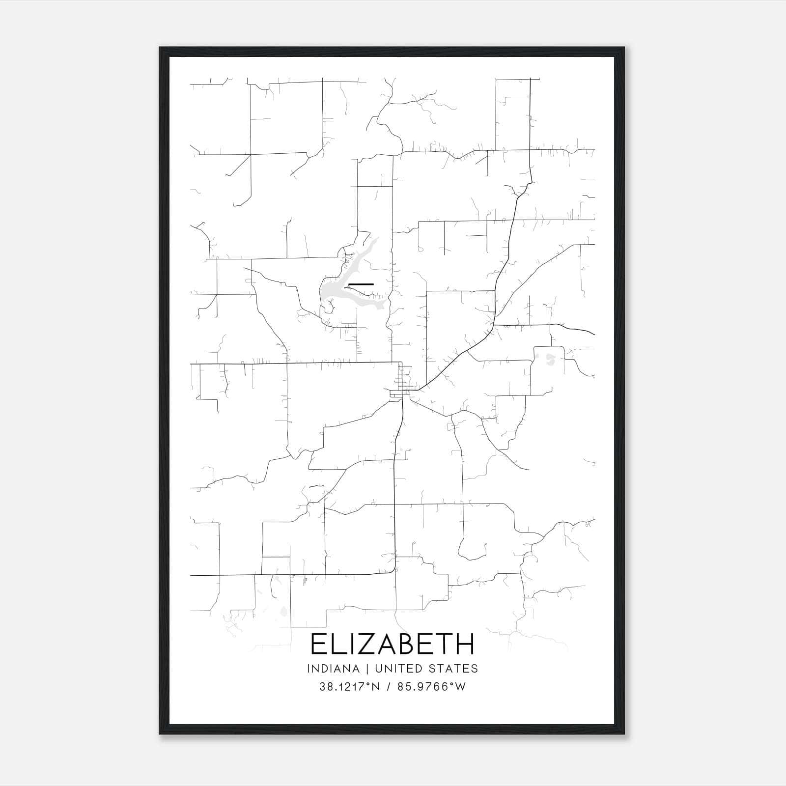 Elizabeth Indiana Map Poster, Modern Home Decor Wall Art Print - Custom ...