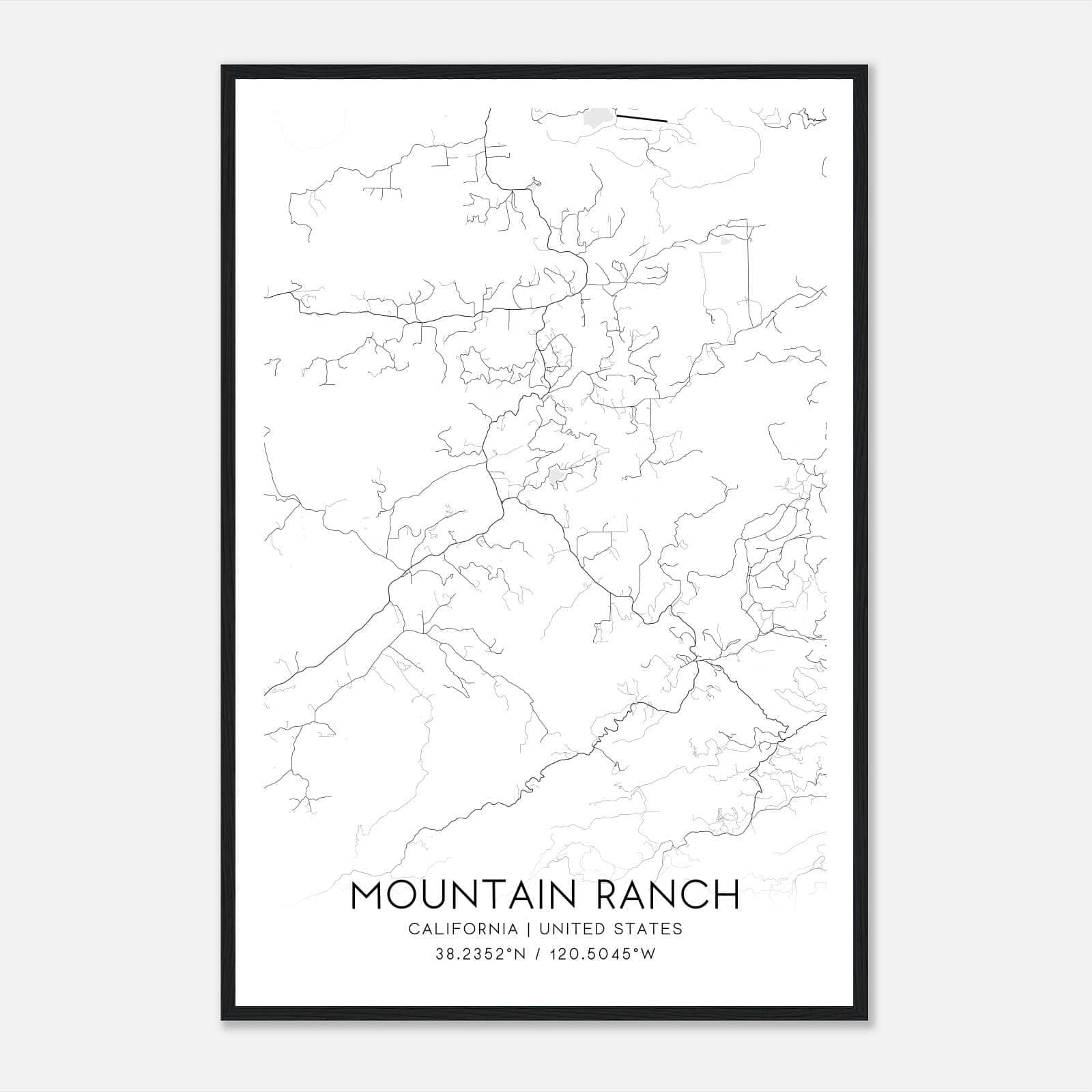 Mountain Ranch California Map Poster, Modern Home Decor Wall Art Print ...