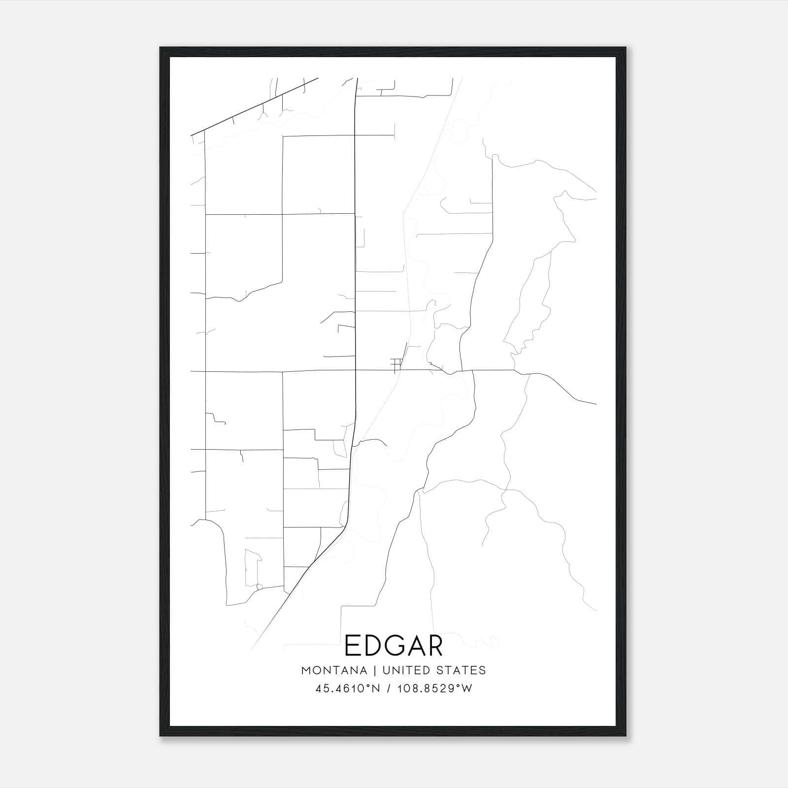 Edgar Montana Map Poster, Modern Home Decor Wall Art Print - Custom ...