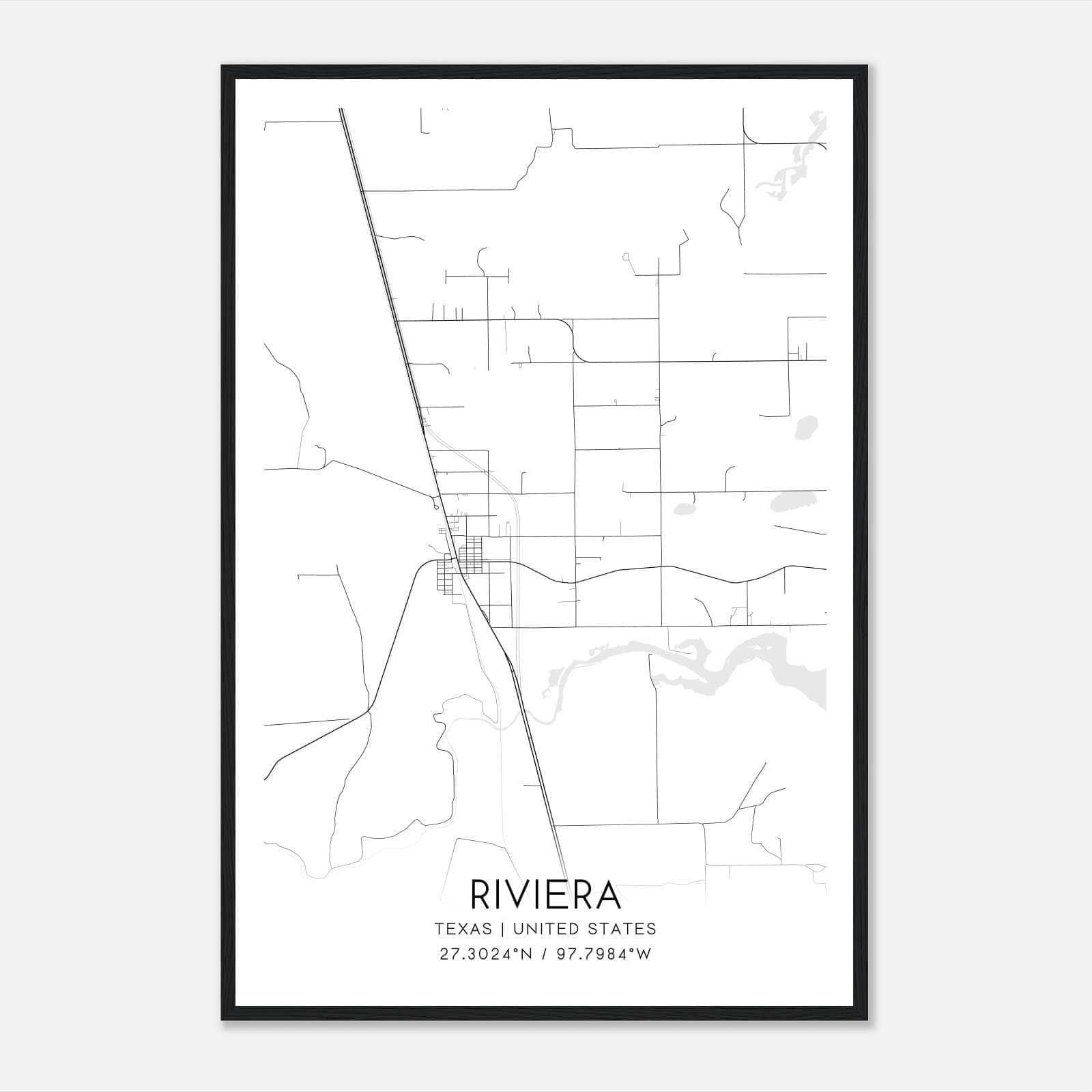 Riviera Texas Map Poster, Modern Home Decor Wall Art Print - Custom ...