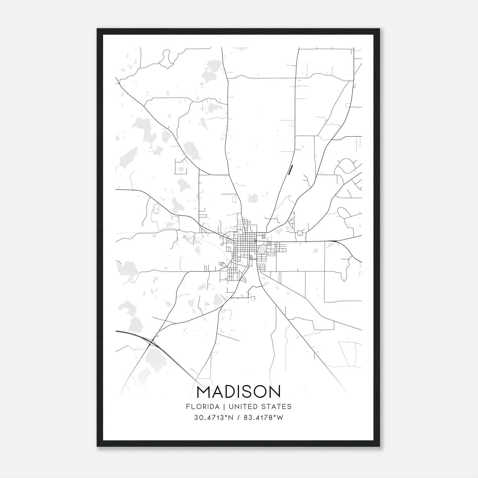 Madison Florida Map Poster, Modern Home Decor Wall Art Print - Custom ...