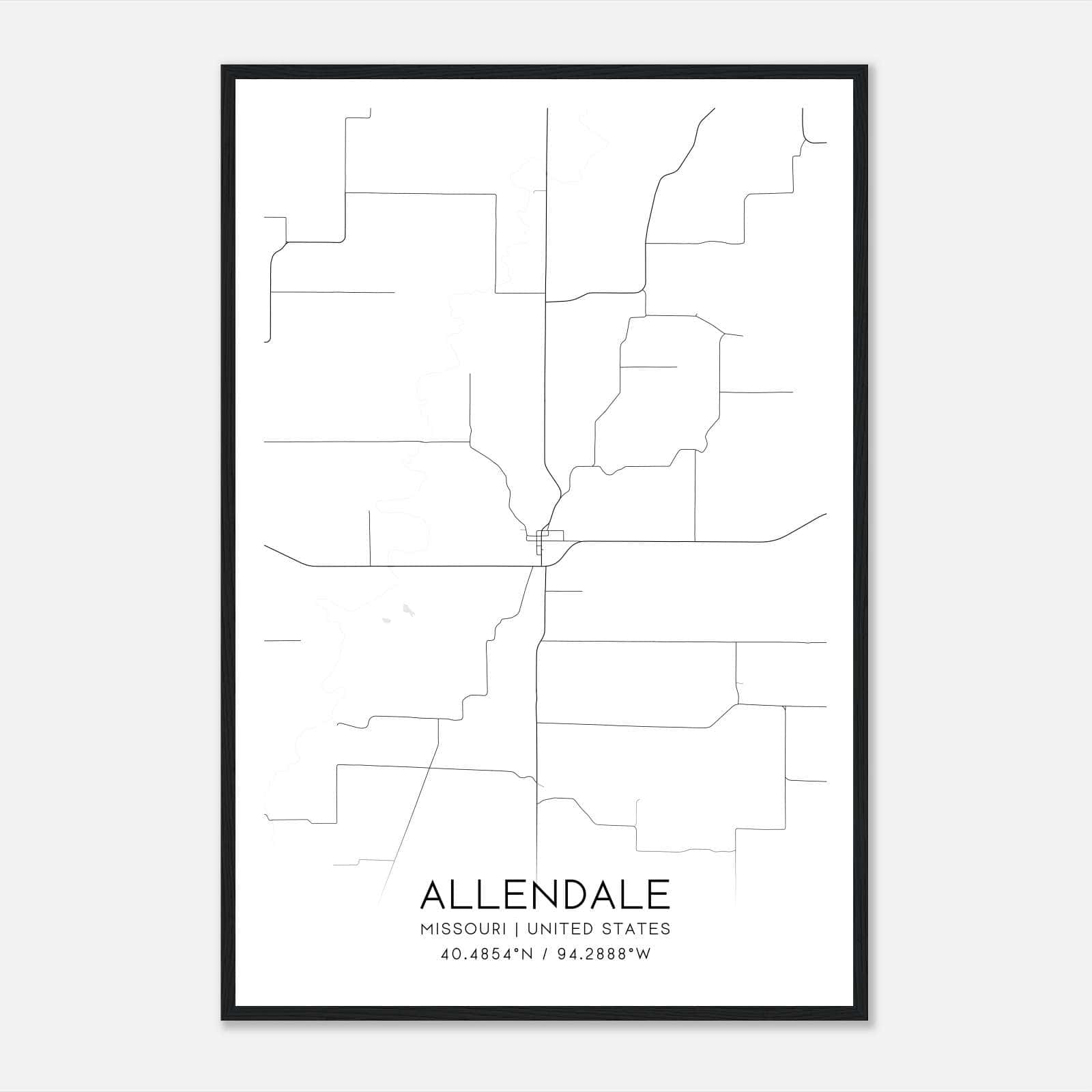 Allendale Missouri Map Poster, Modern Home Decor Wall Art Print ...