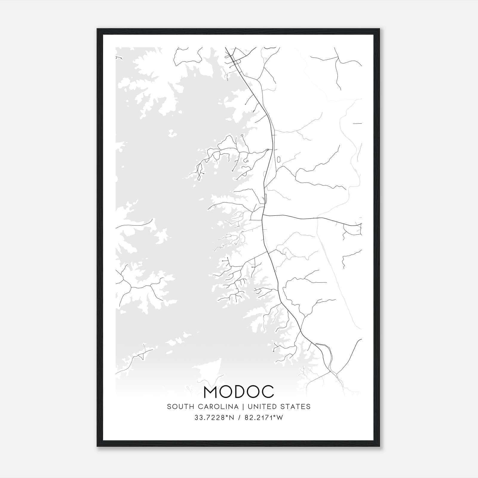 Modoc South Carolina Map Poster, Modern Home Decor Wall Art Print ...
