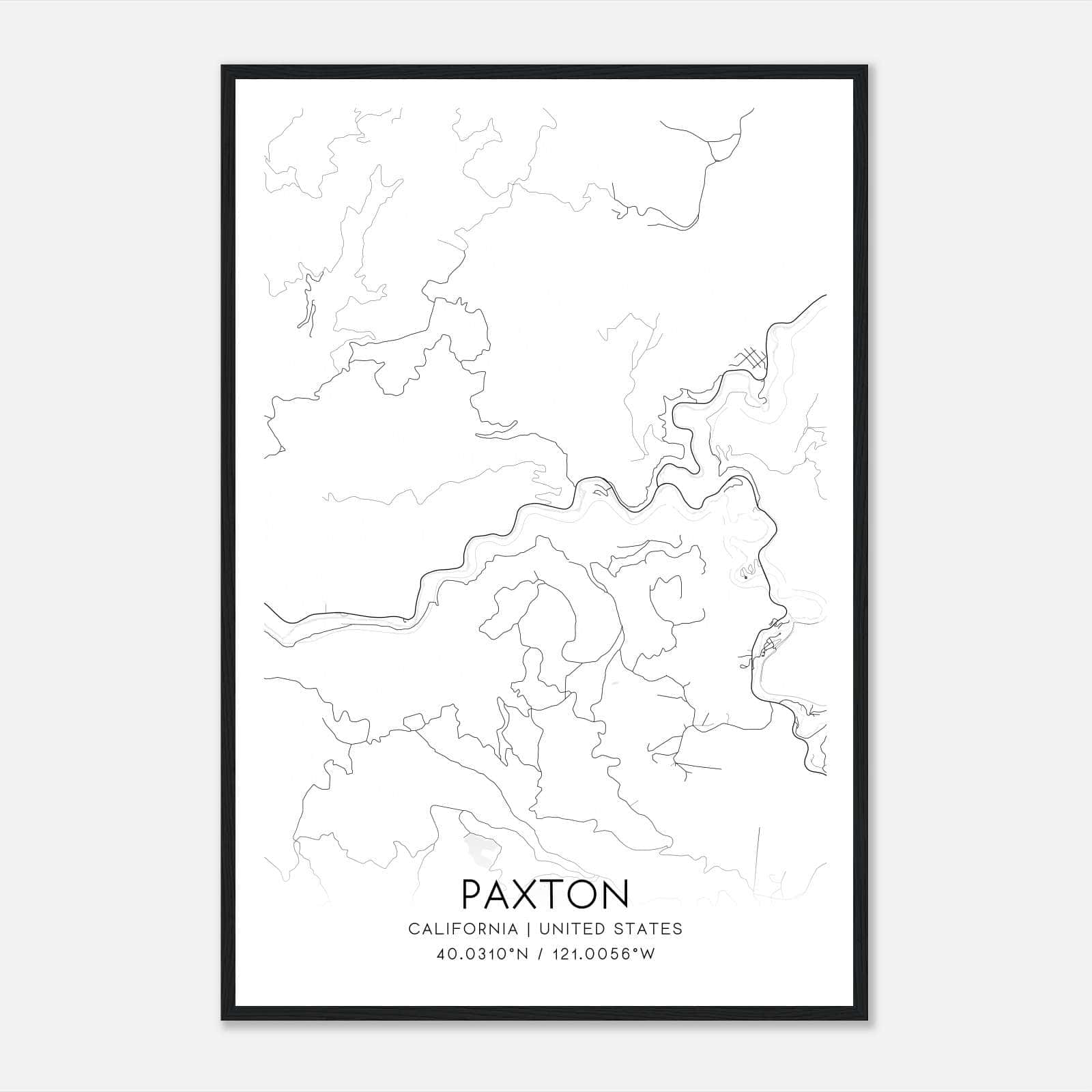 Paxton California Map Poster, Modern Home Decor Wall Art Print - Custom ...