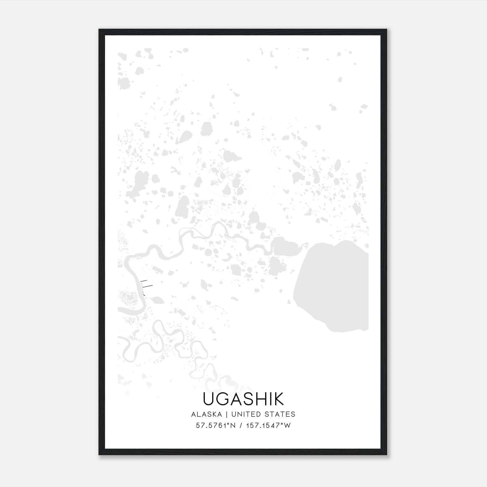Ugashik Alaska Map Poster, Modern Home Decor Wall Art Print - Custom ...