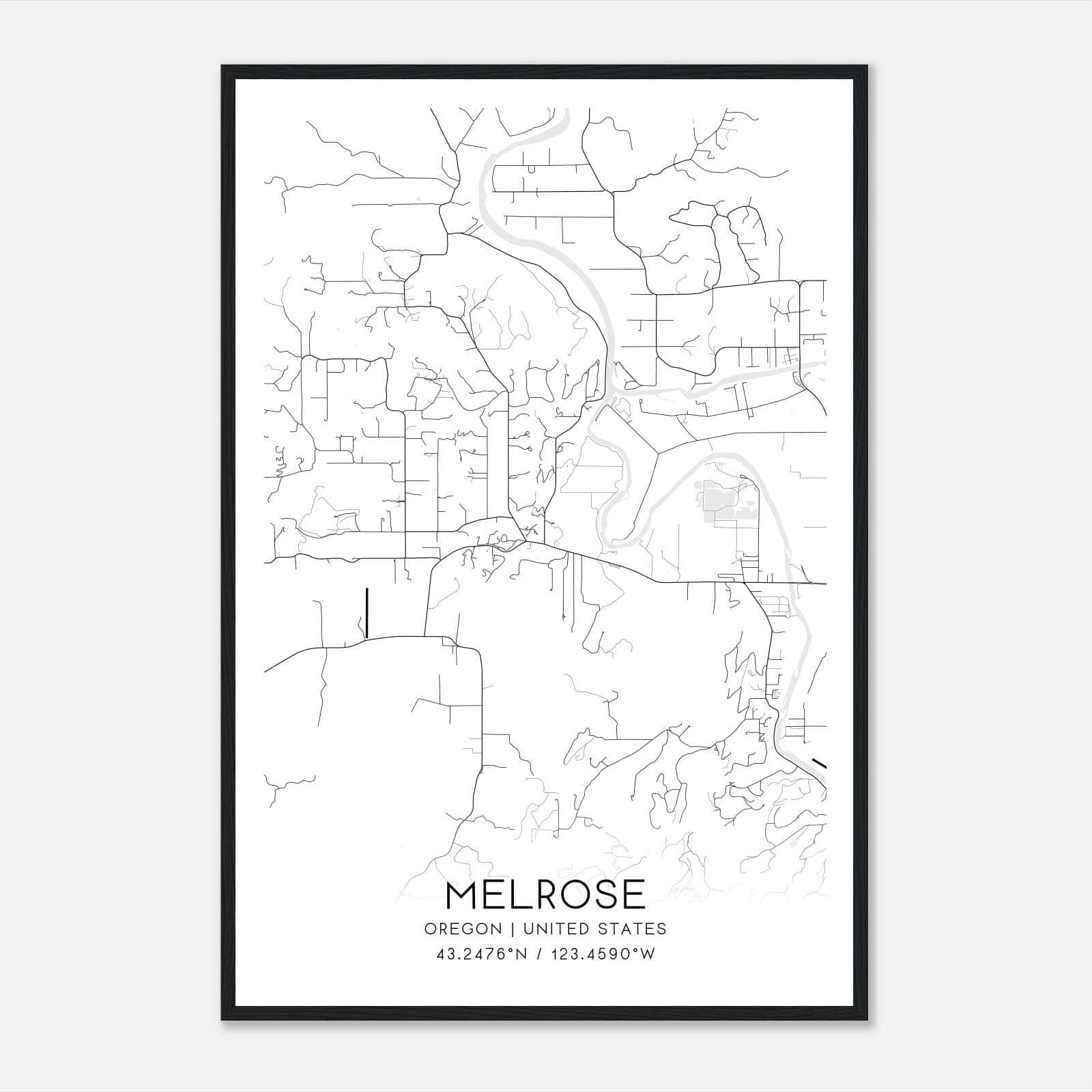Melrose Oregon Map Poster, Modern Home Decor Wall Art Print - Custom Maps & Posters
