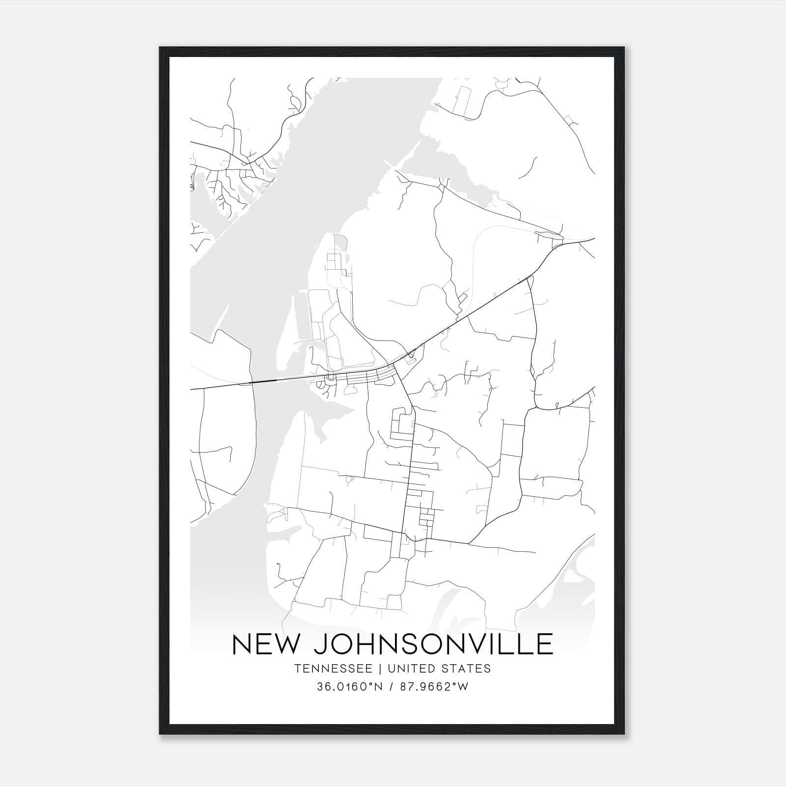 New Johnsonville Tennessee Map Poster, Modern Home Decor Wall Art Print ...