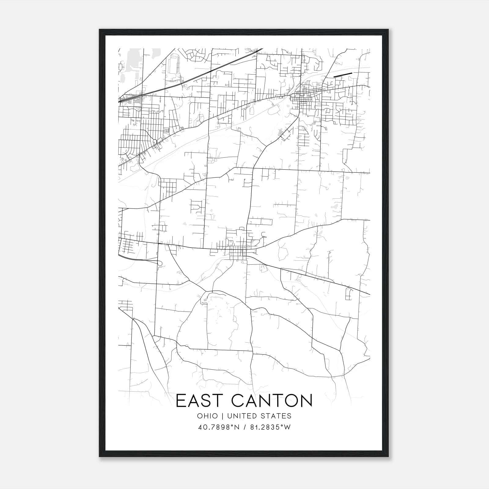 East Canton Ohio Map Poster, Modern Home Decor Wall Art Print - Custom ...