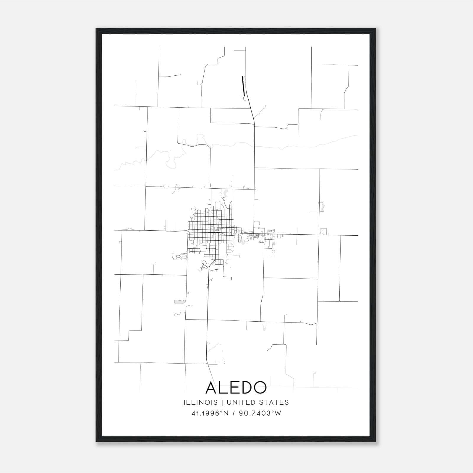 Aledo Illinois Map Poster, Modern Home Decor Wall Art Print - Custom ...