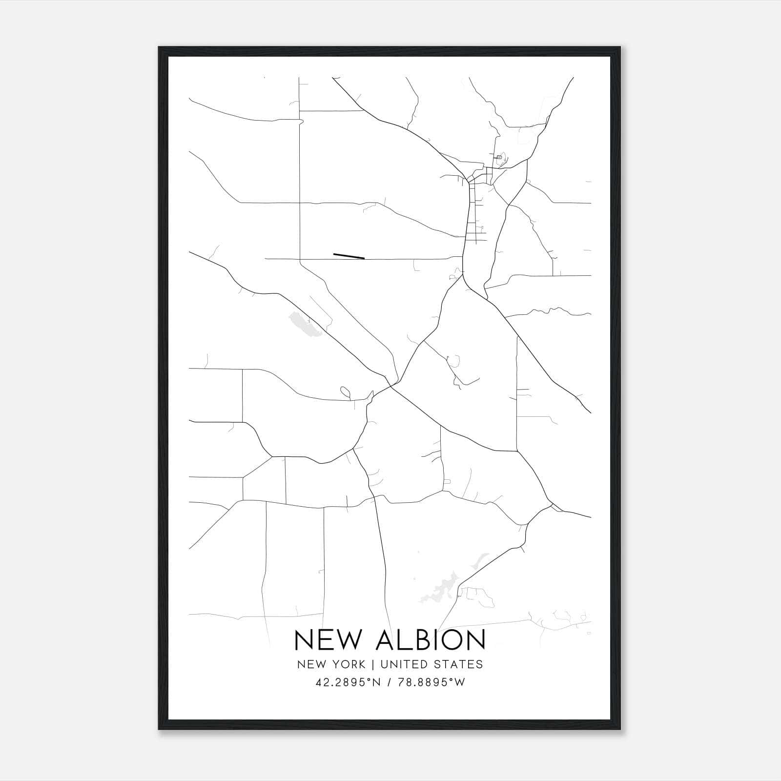 New Albion New York Map Poster, Modern Home Decor Wall Art Print ...