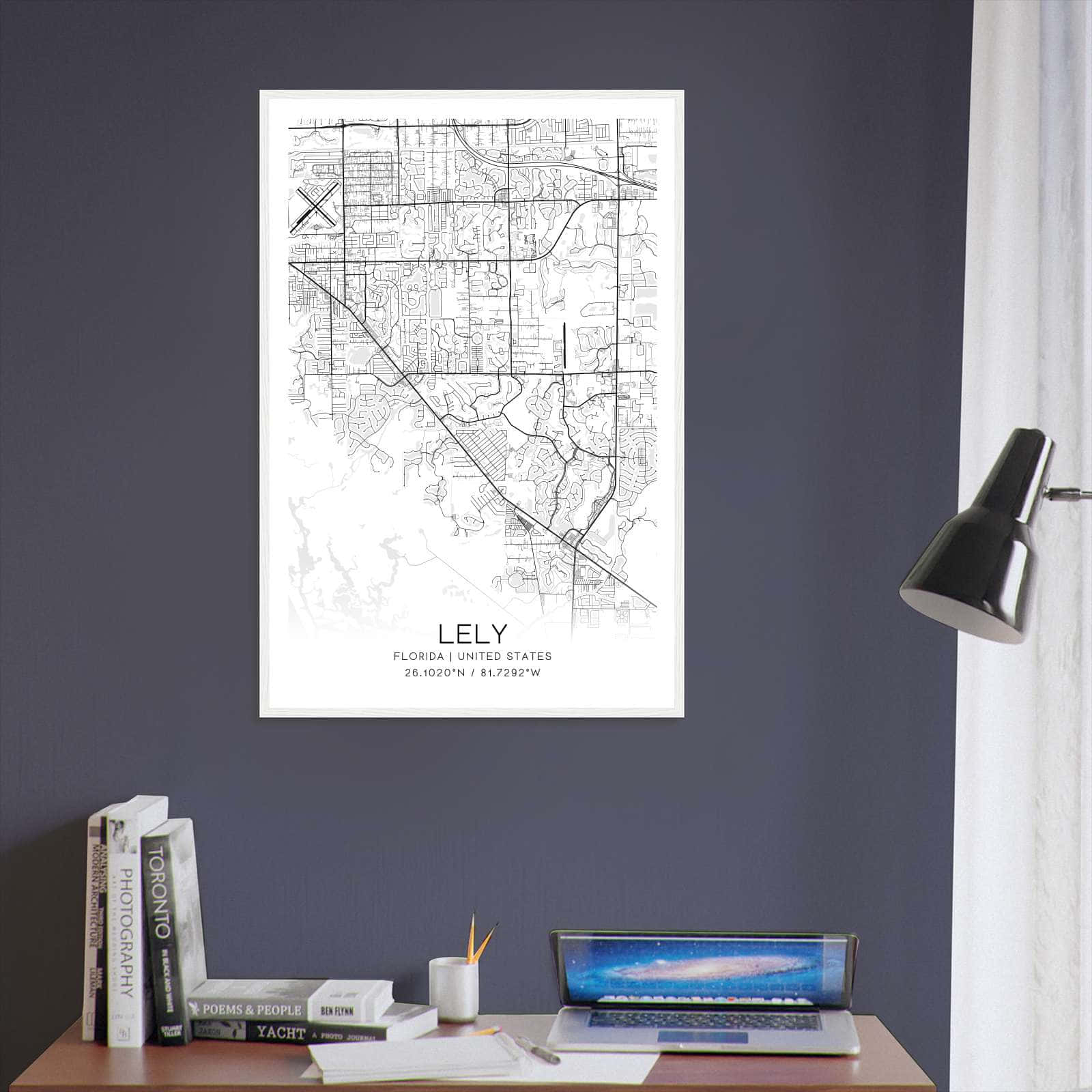 Lely Florida Map Poster, Modern Home Decor Wall Art Print - Custom Maps ...