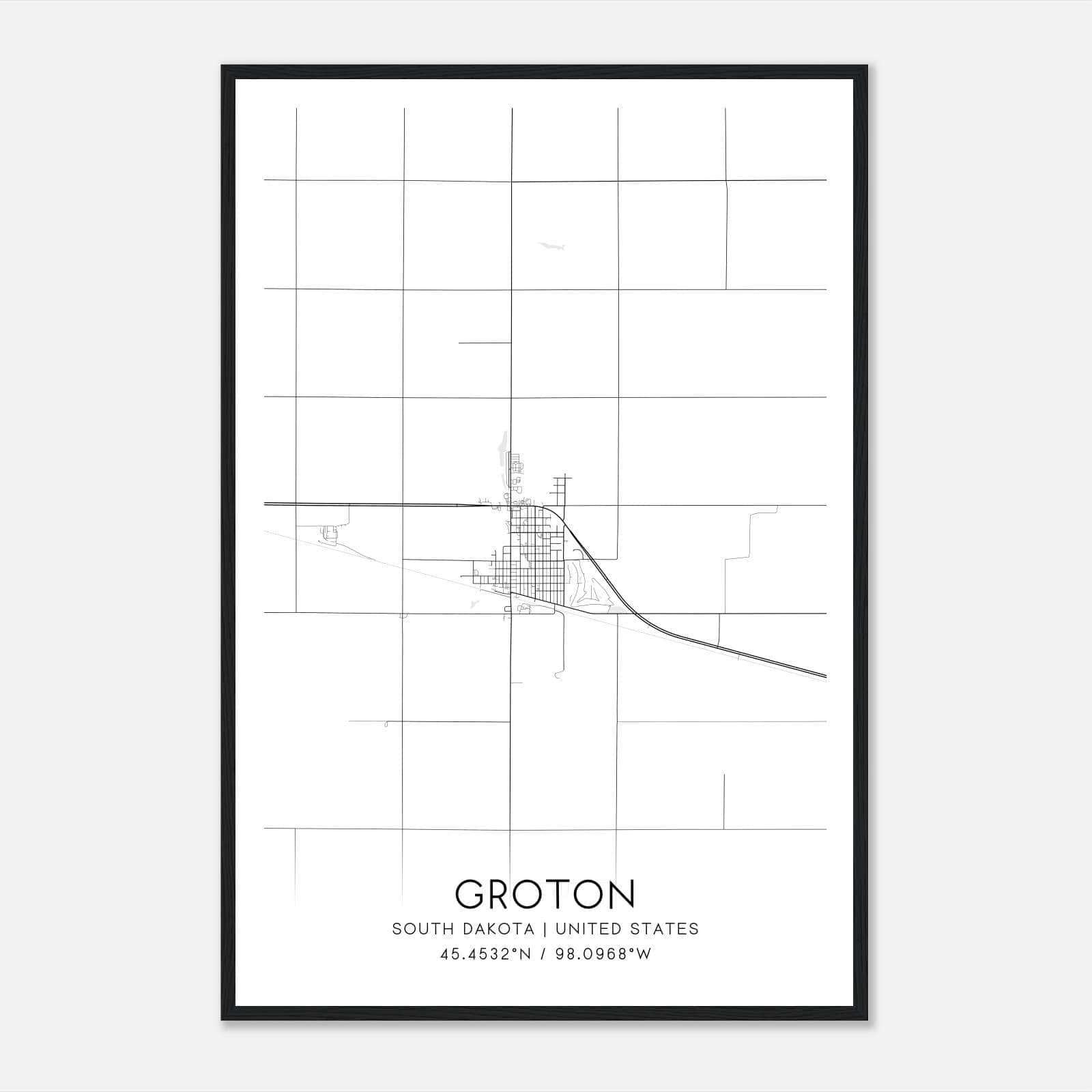 Groton South Dakota Map Poster, Modern Home Decor Wall Art Print ...