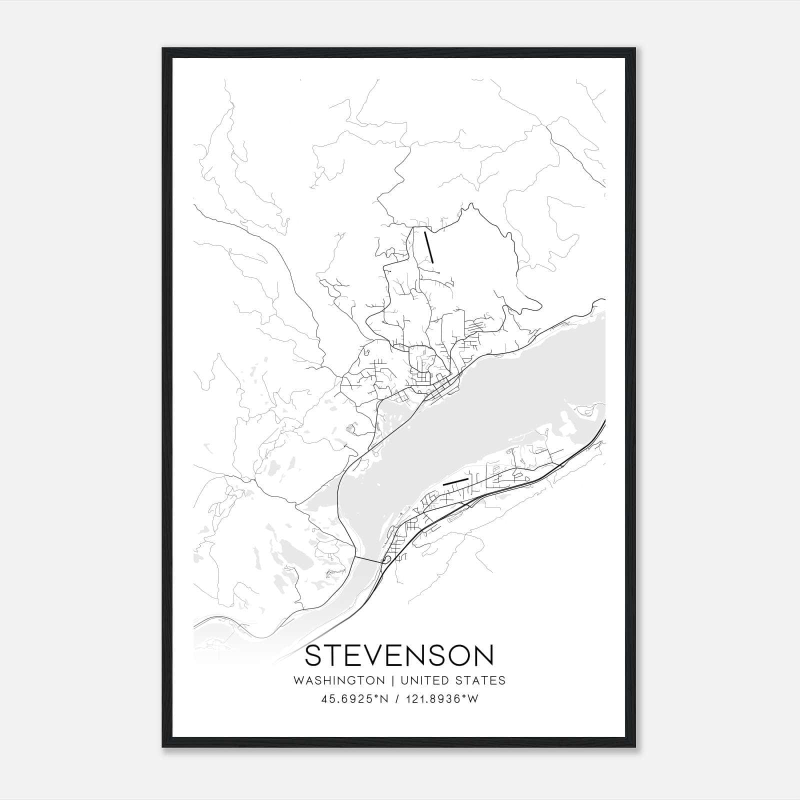 Stevenson Washington Map Poster, Modern Home Decor Wall Art Print ...