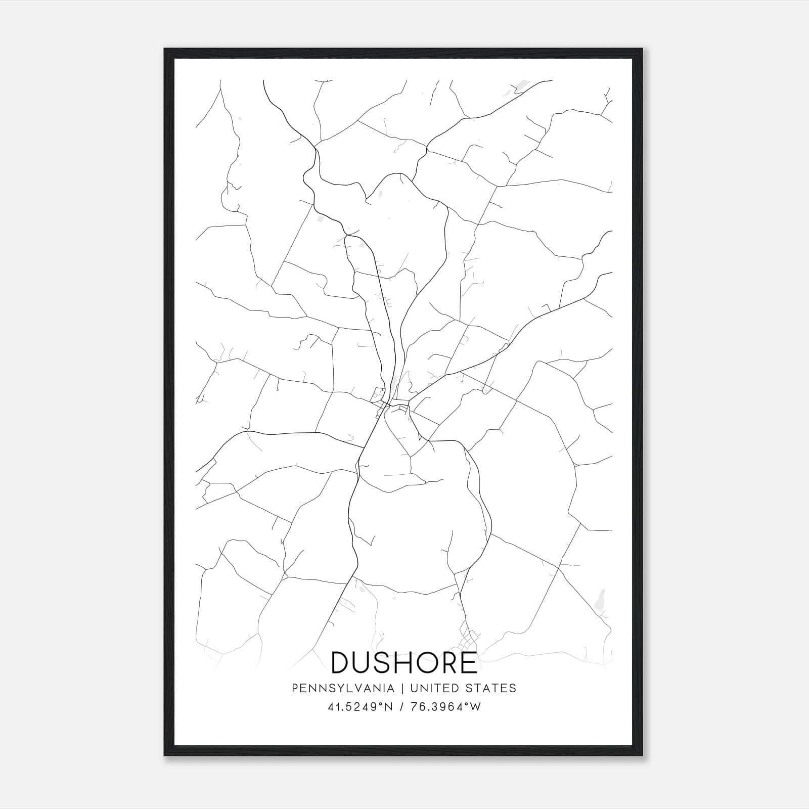 Dushore Pennsylvania Map Poster, Modern Home Decor Wall Art Print ...
