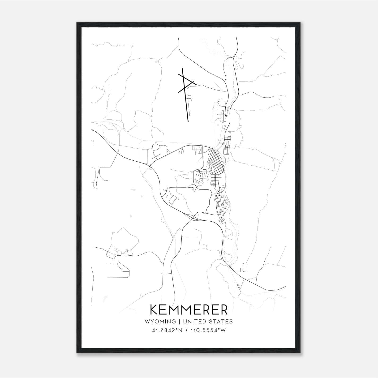Kemmerer Wyoming Map Poster, Modern Home Decor Wall Art Print - Custom ...