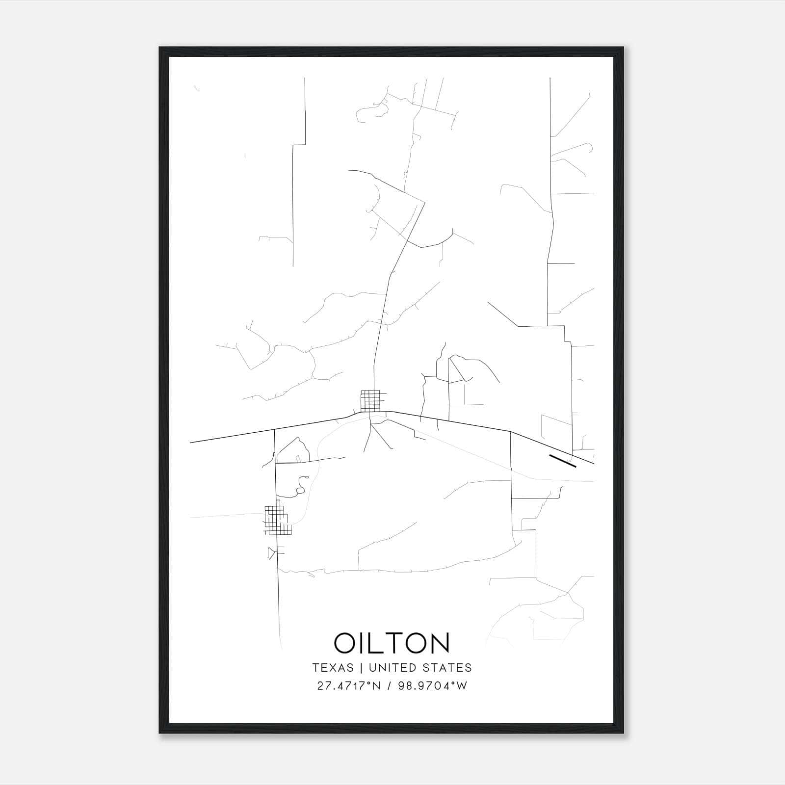 Oilton Texas Map Poster, Modern Home Decor Wall Art Print - Custom Maps ...