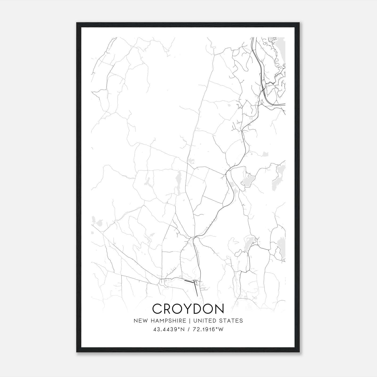 Croydon New Hampshire Map Poster, Modern Home Decor Wall Art Print ...