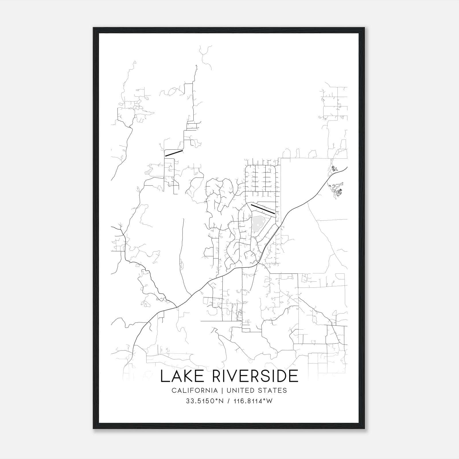 Lake Riverside California Map Poster, Modern Home Decor Wall Art Print ...