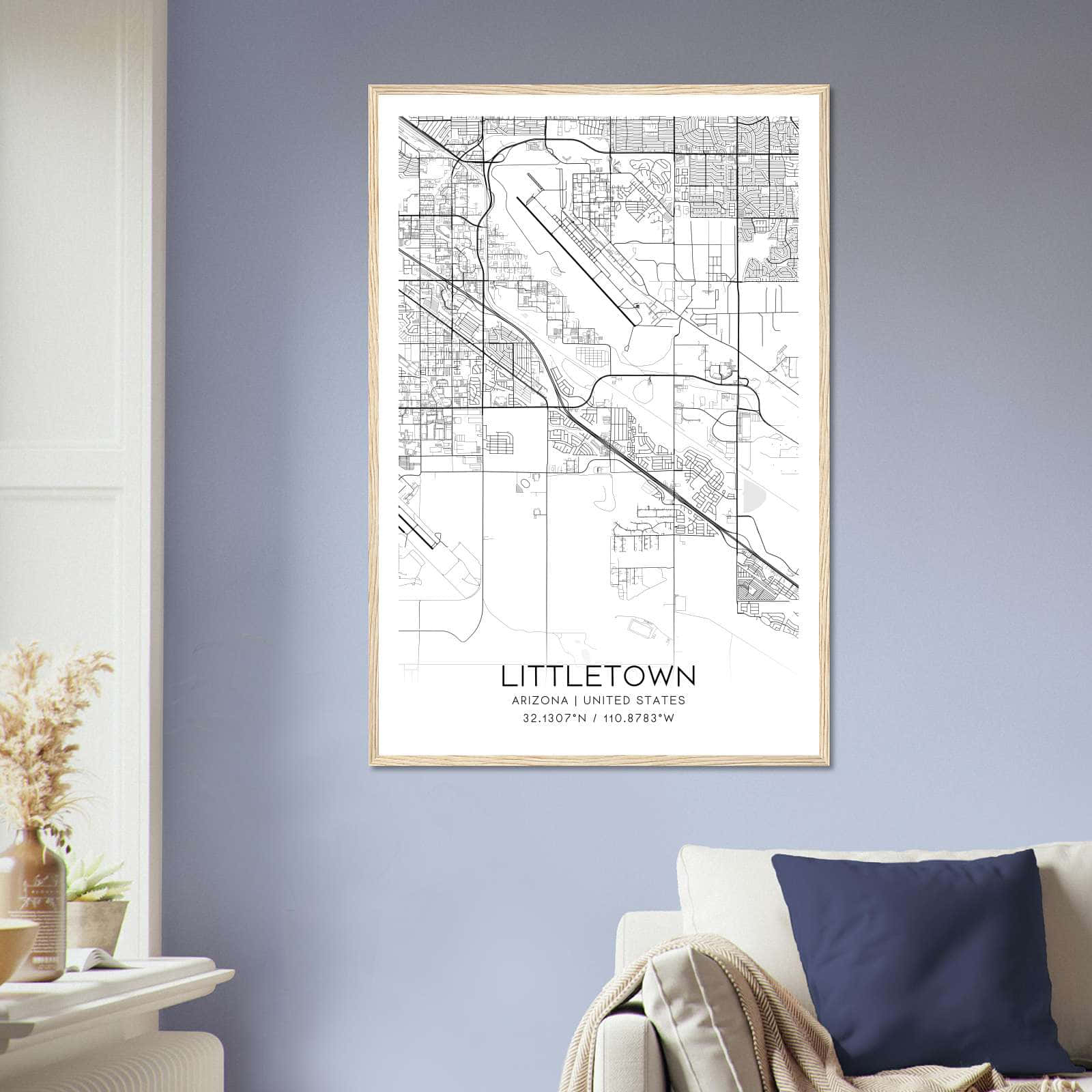 Littletown Arizona Map Poster, Modern Home Decor Wall Art Print - Custom Maps & Posters