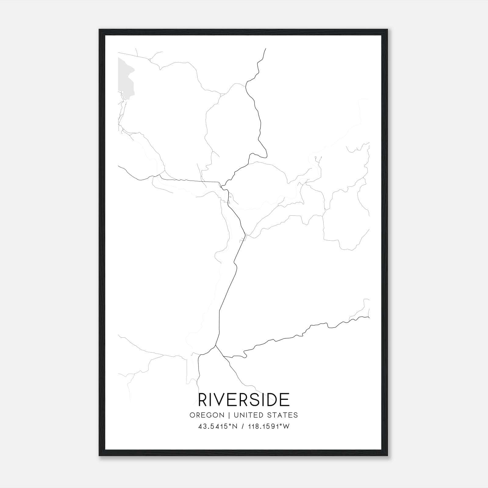 Riverside Oregon Map Poster, Modern Home Decor Wall Art Print - Custom ...