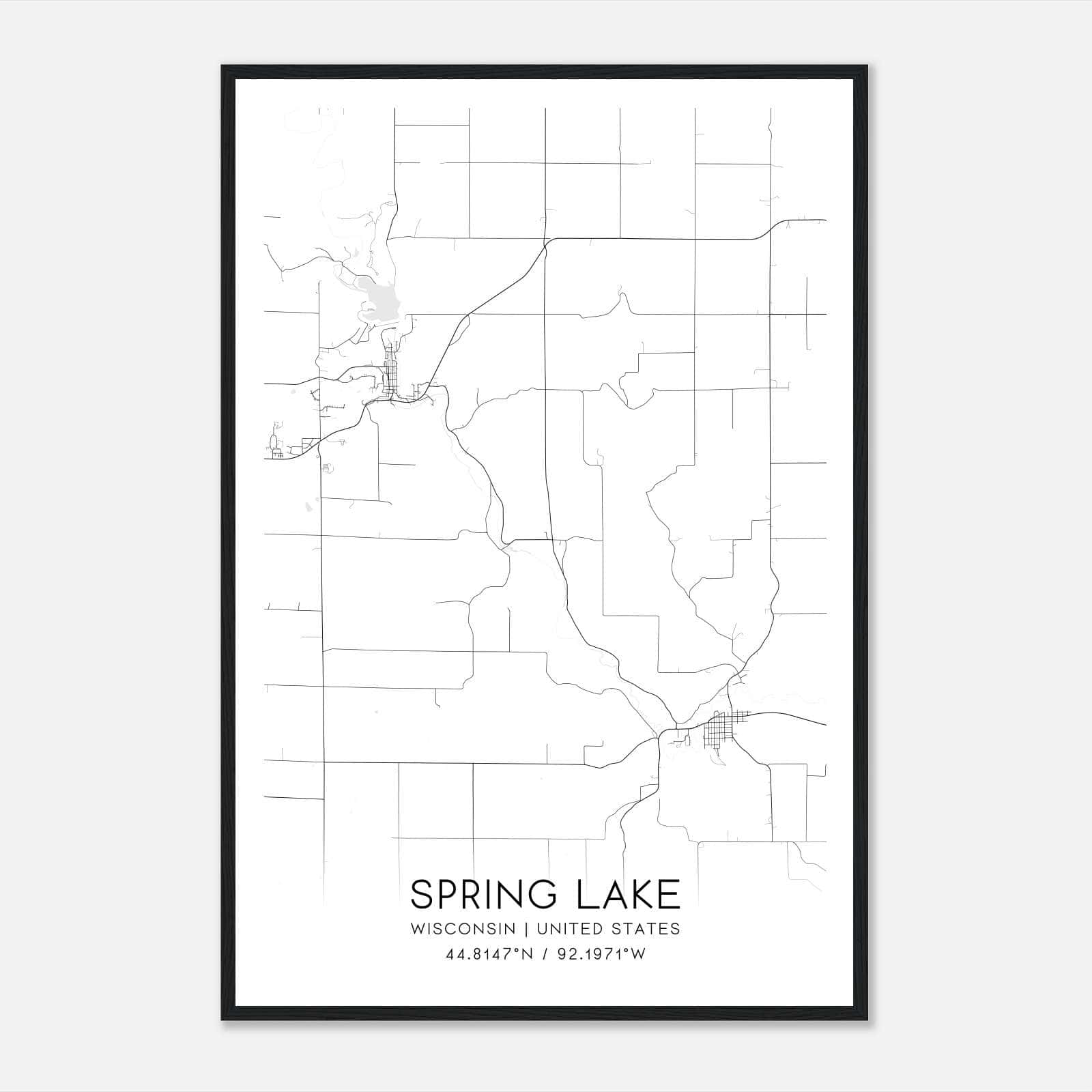 Spring Lake Wisconsin Map Poster, Modern Home Decor Wall Art Print ...