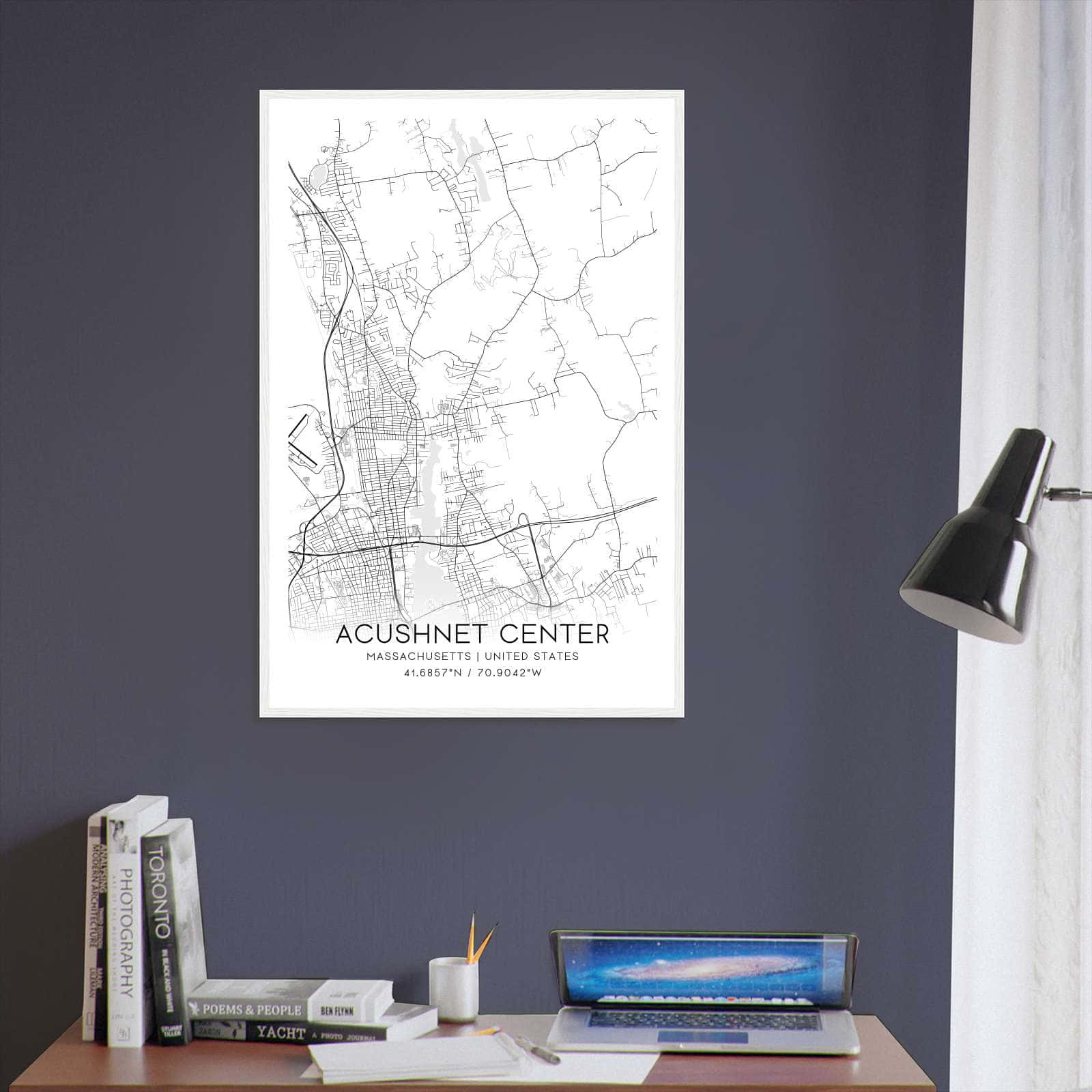 Acushnet Center Massachusetts Map Poster, Modern Home Decor Wall Art ...