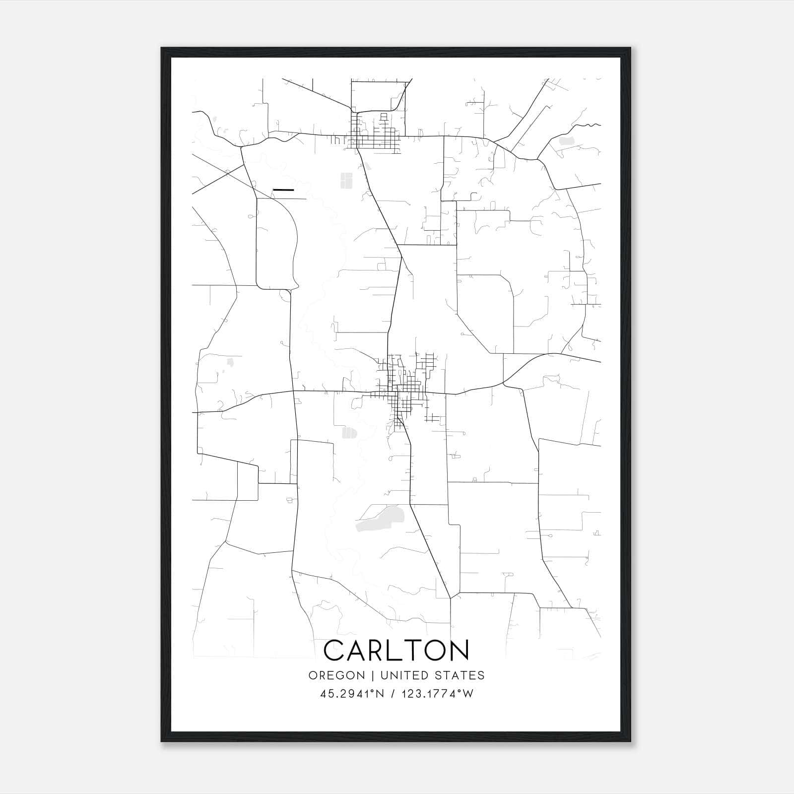 Carlton Oregon Map Poster, Modern Home Decor Wall Art Print - Custom ...