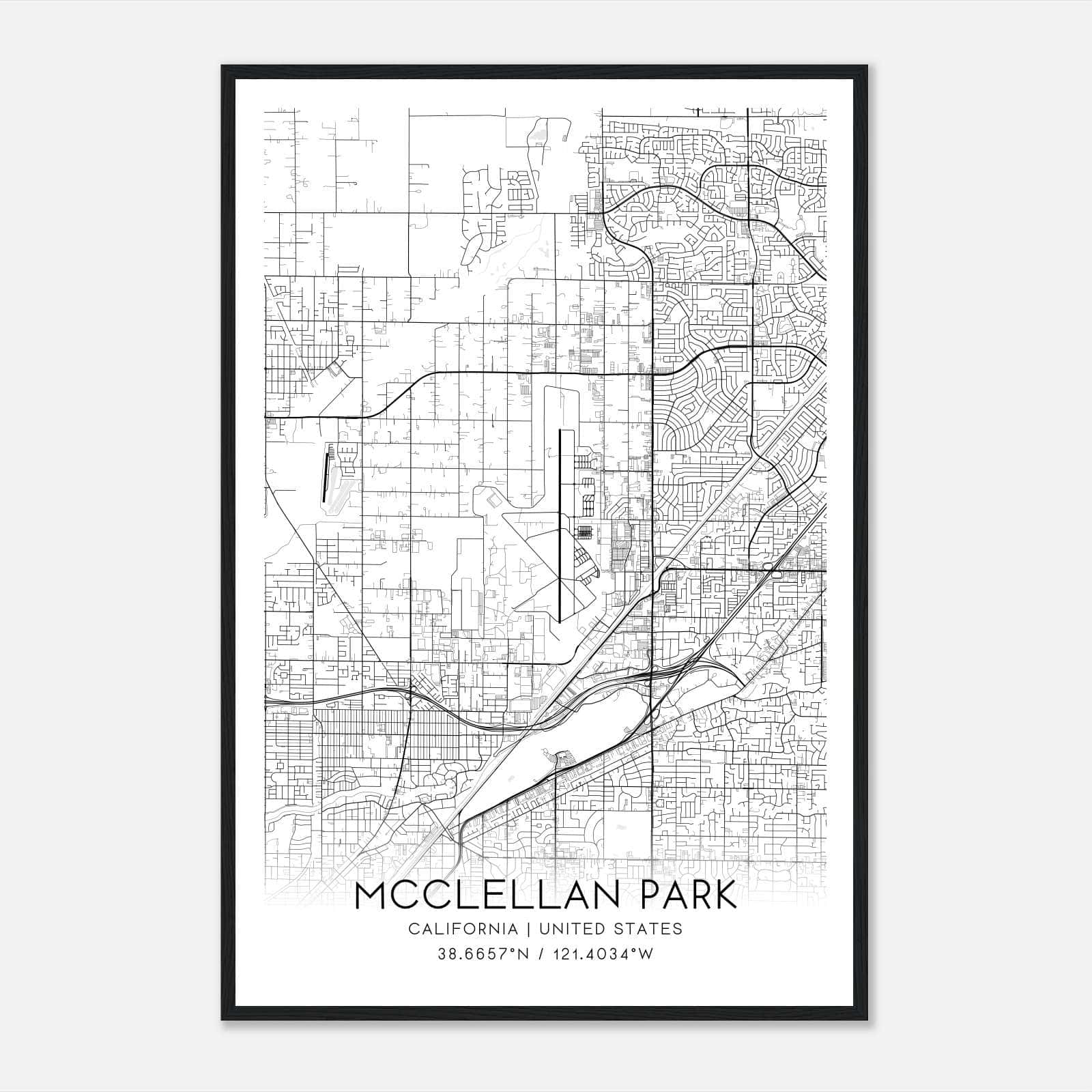 Mcclellan Park California Map Poster, Modern Home Decor Wall Art Print ...