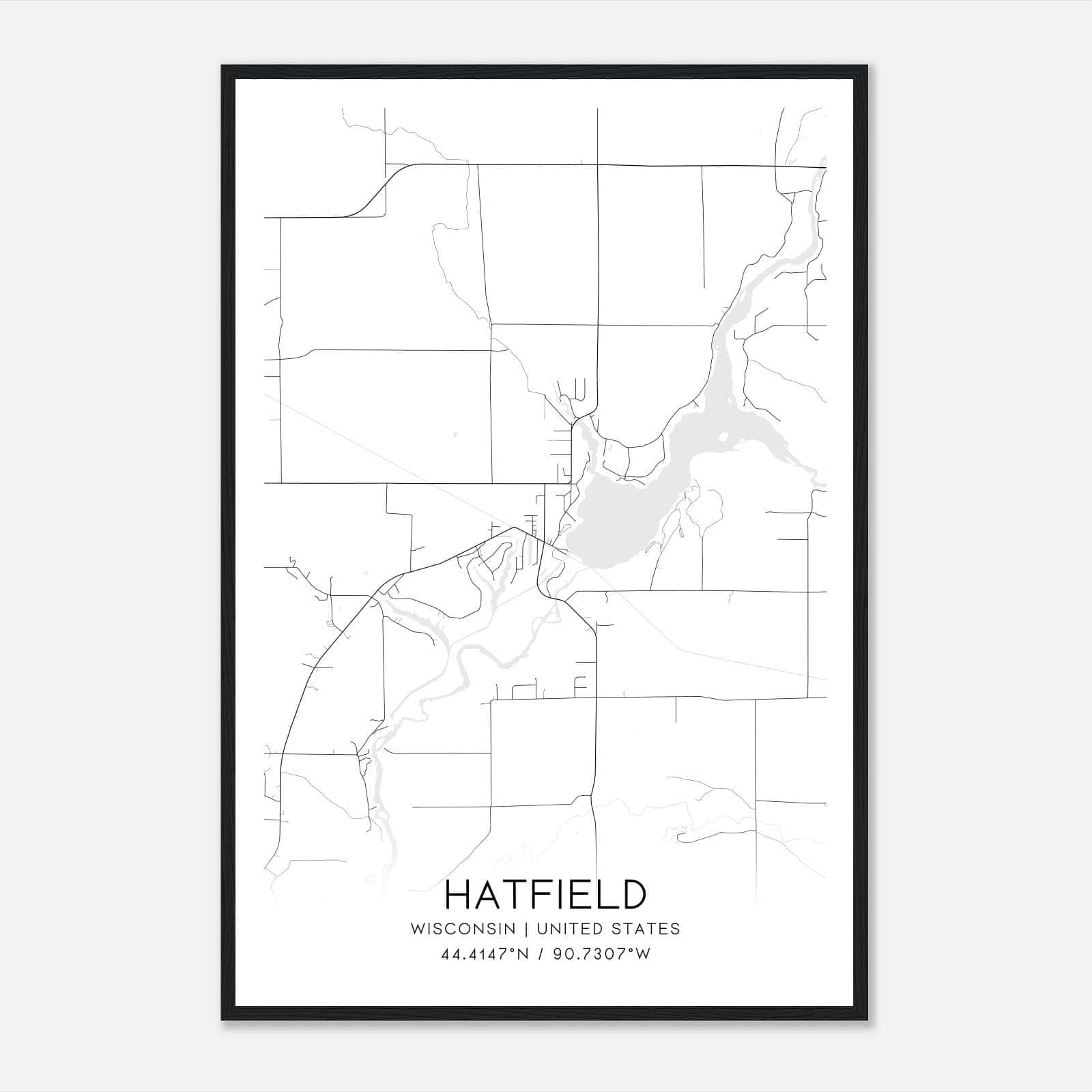 Hatfield Wisconsin Map Poster, Modern Home Decor Wall Art Print ...