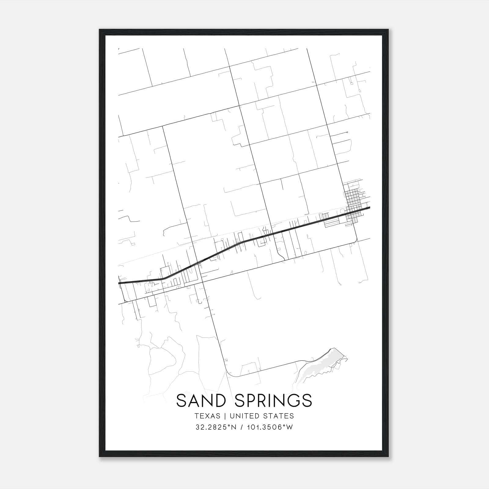 Sand Springs Texas Map Poster, Modern Home Decor Wall Art Print ...