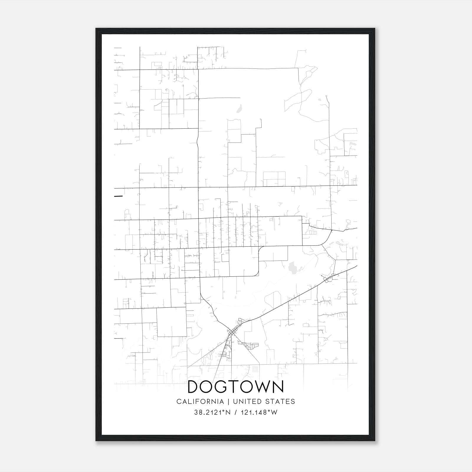 Dogtown California Map Poster, Modern Home Decor Wall Art Print ...