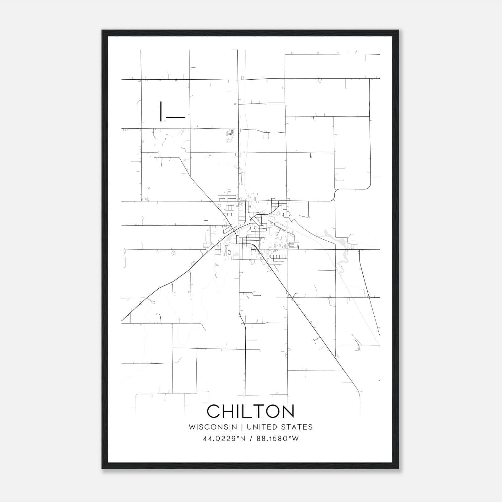 Chilton Wisconsin Map Poster, Modern Home Decor Wall Art Print - Custom ...