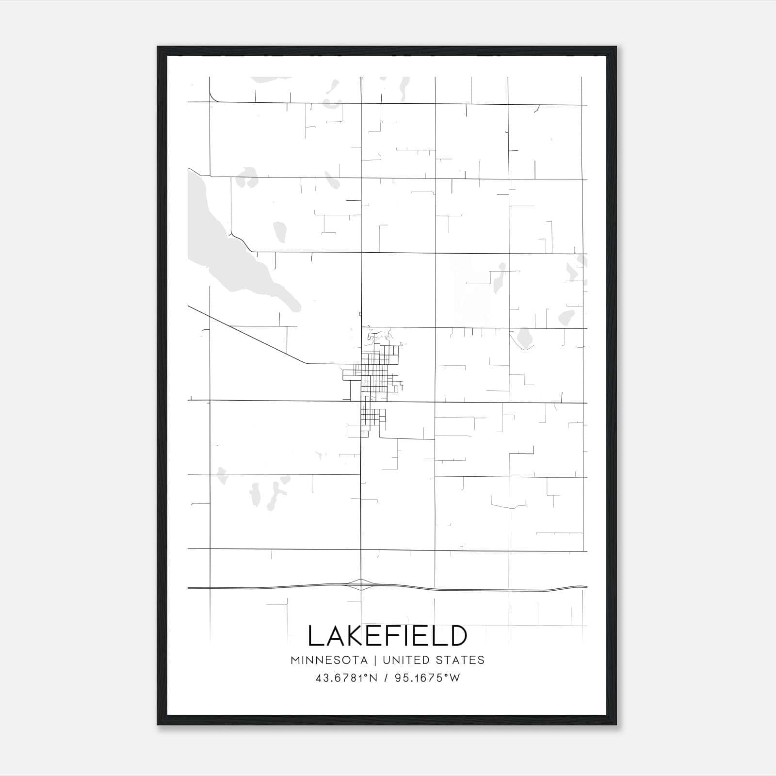 Lakefield Minnesota Map Poster, Modern Home Decor Wall Art Print ...