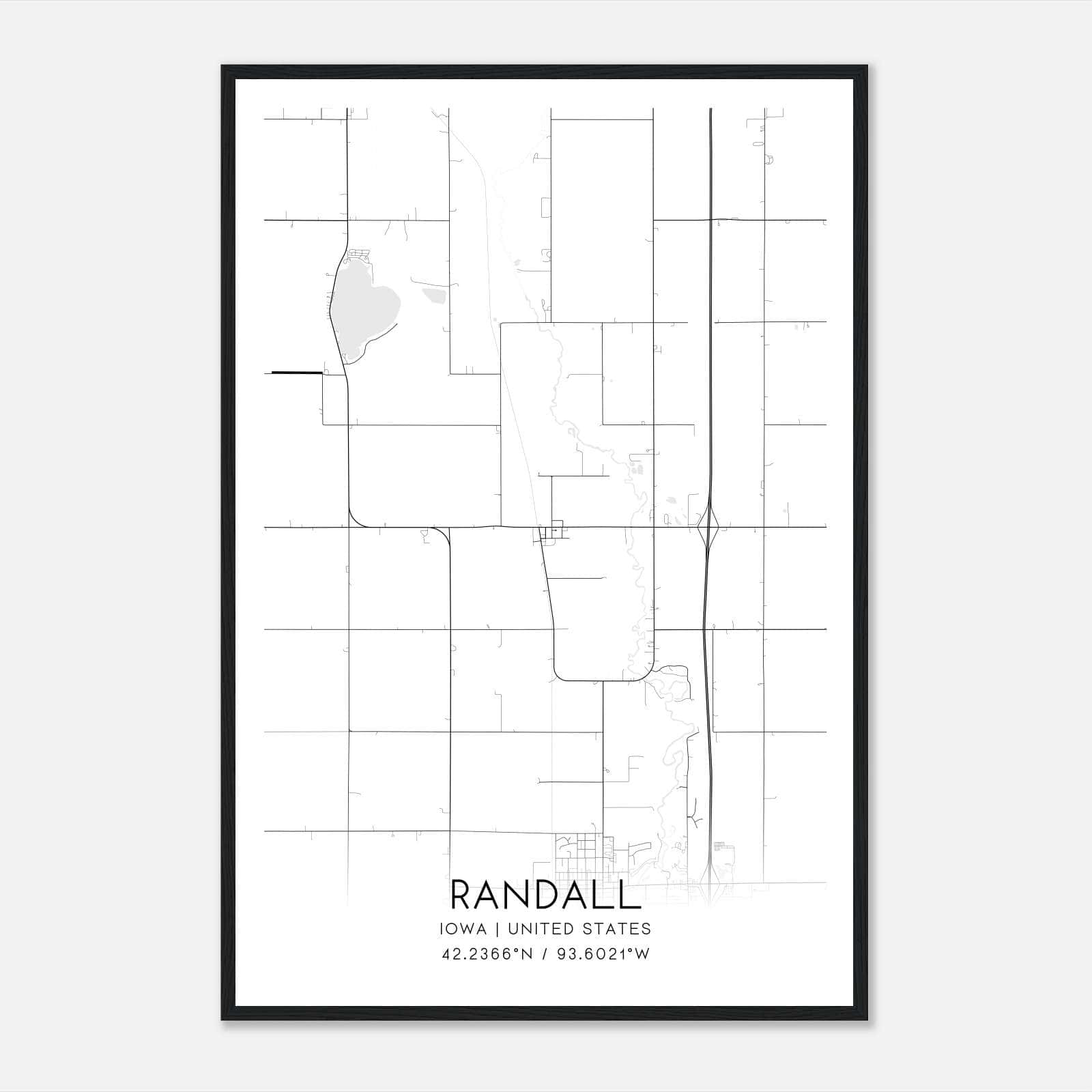 Randall Iowa Map Poster, Modern Home Decor Wall Art Print - Custom Maps ...