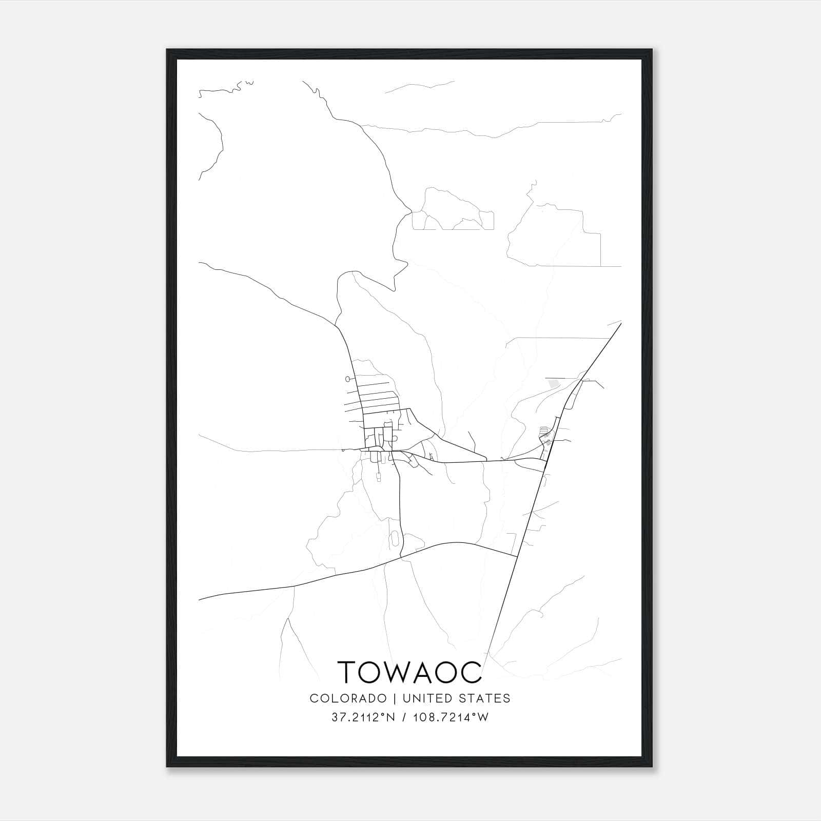 Towaoc Colorado Map Poster, Modern Home Decor Wall Art Print - Custom ...